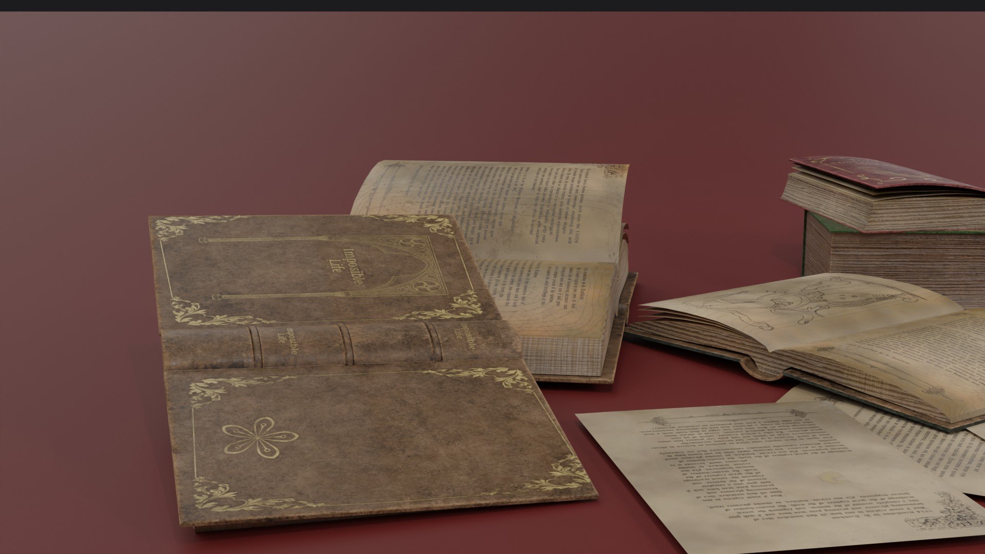 3D Old medieval Books - PBR Game Ready model - TurboSquid 2065521