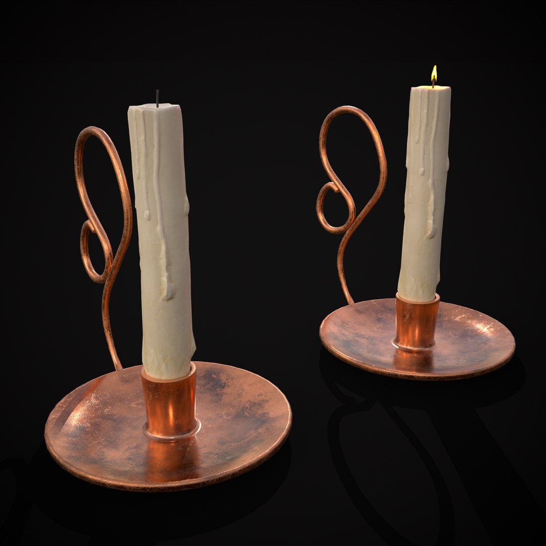3D Medium Copper Chamberstick Model - TurboSquid 2095229