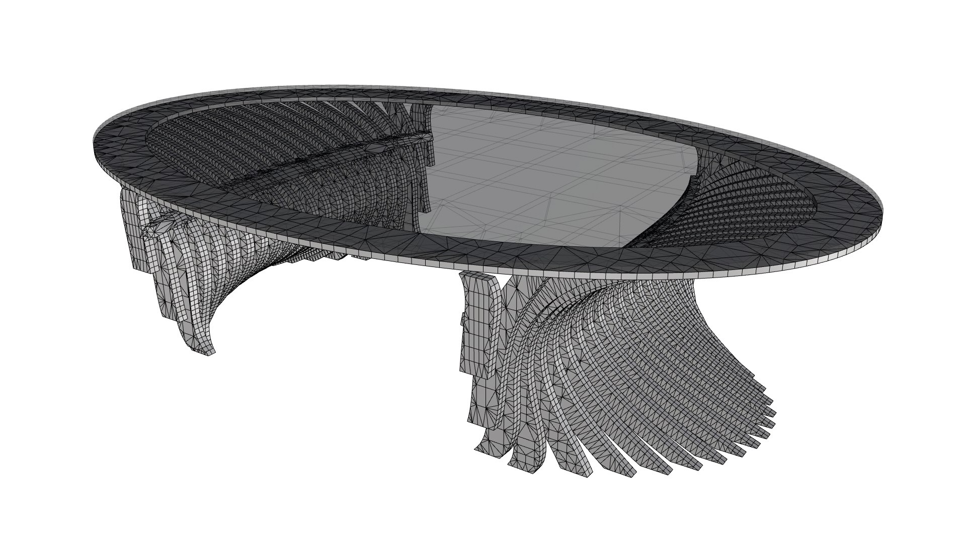 Oval Table Curvy Beams 3D Model - TurboSquid 2189332