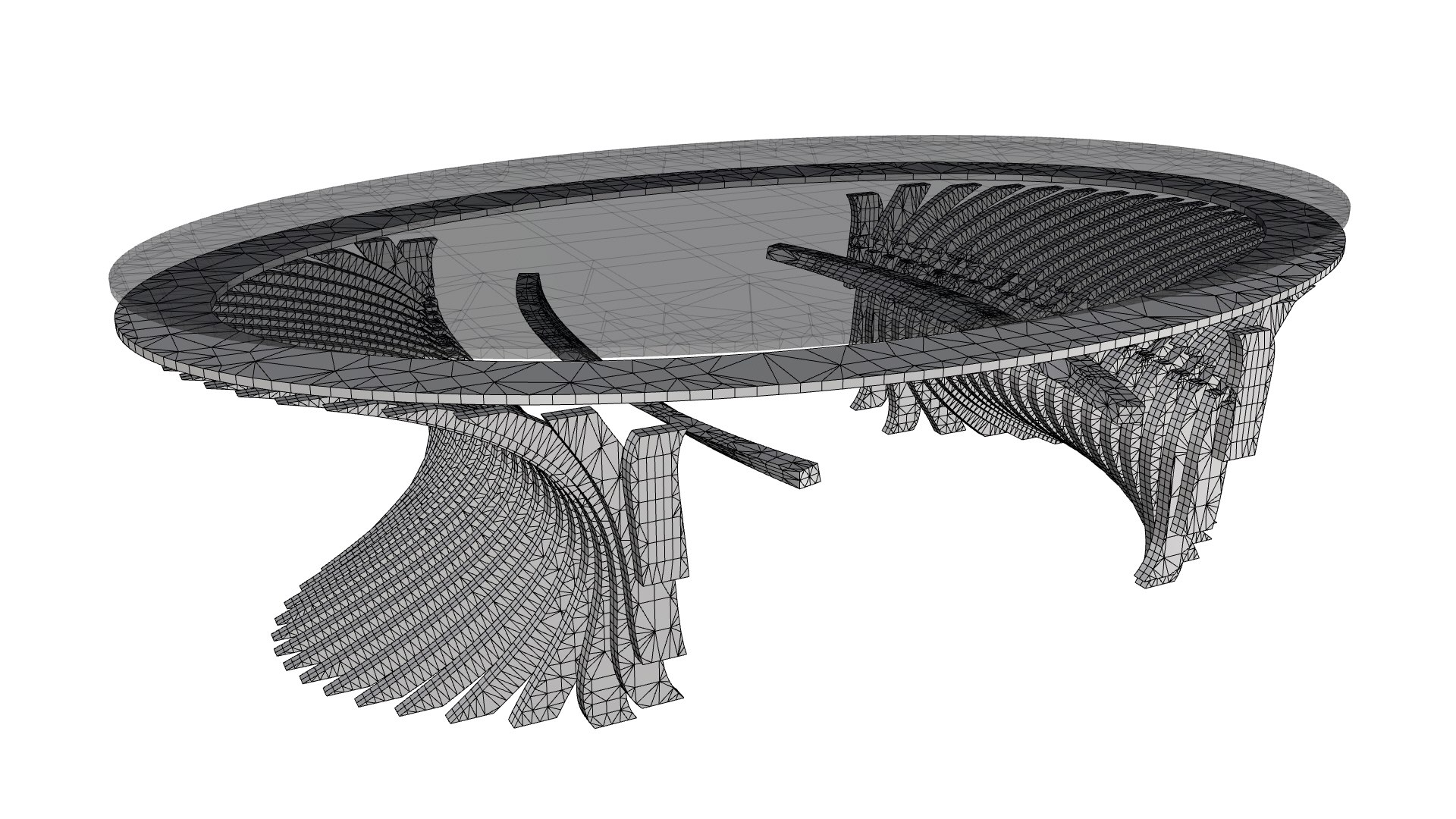 Oval Table Curvy Beams 3D Model - TurboSquid 2189332