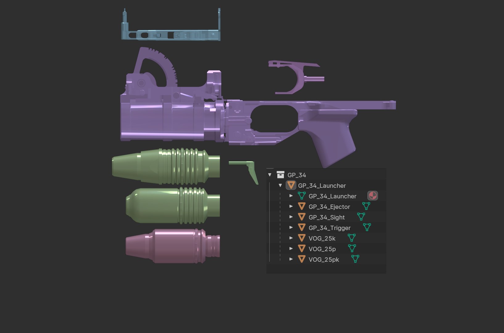 GP-34 Grenade Launcher GP34 3D Model - TurboSquid 2320781