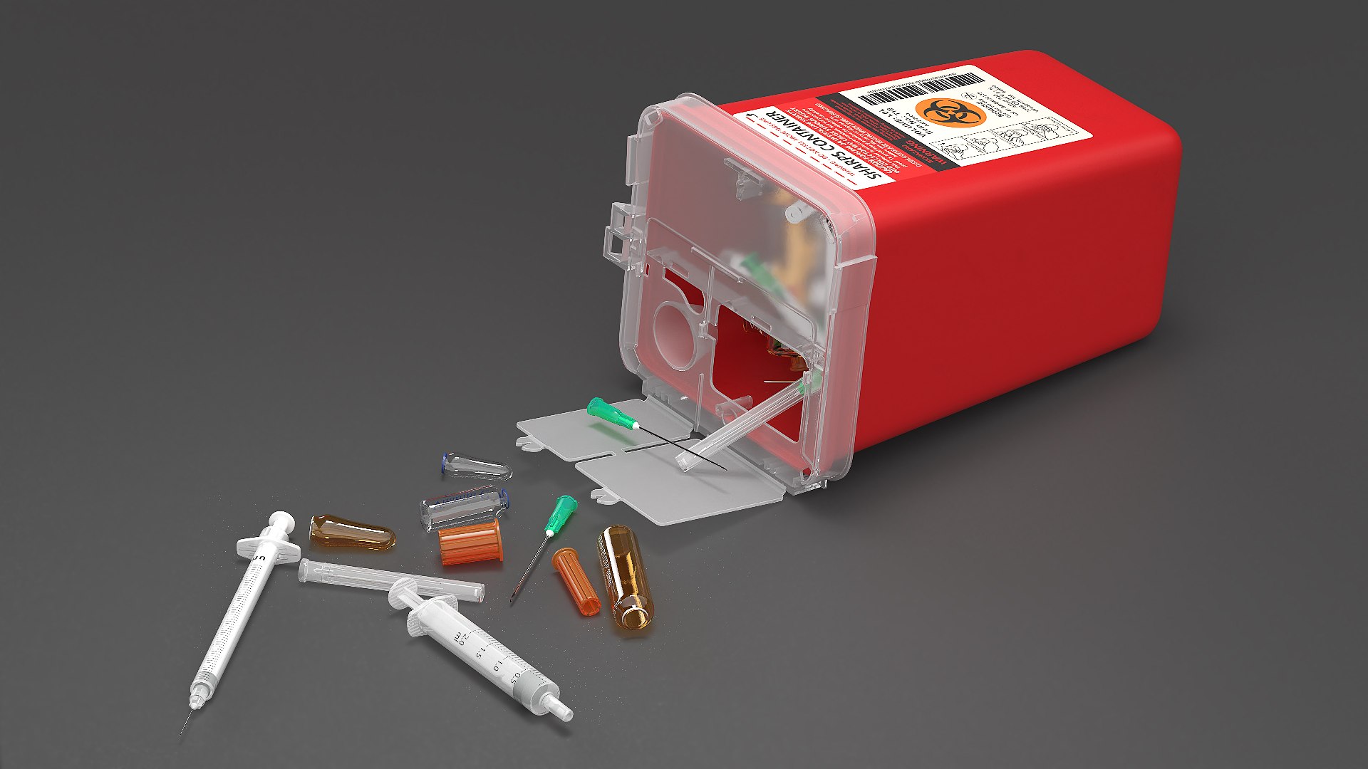 Medical Container With Sharps Scattered 3D Model - TurboSquid 2320454