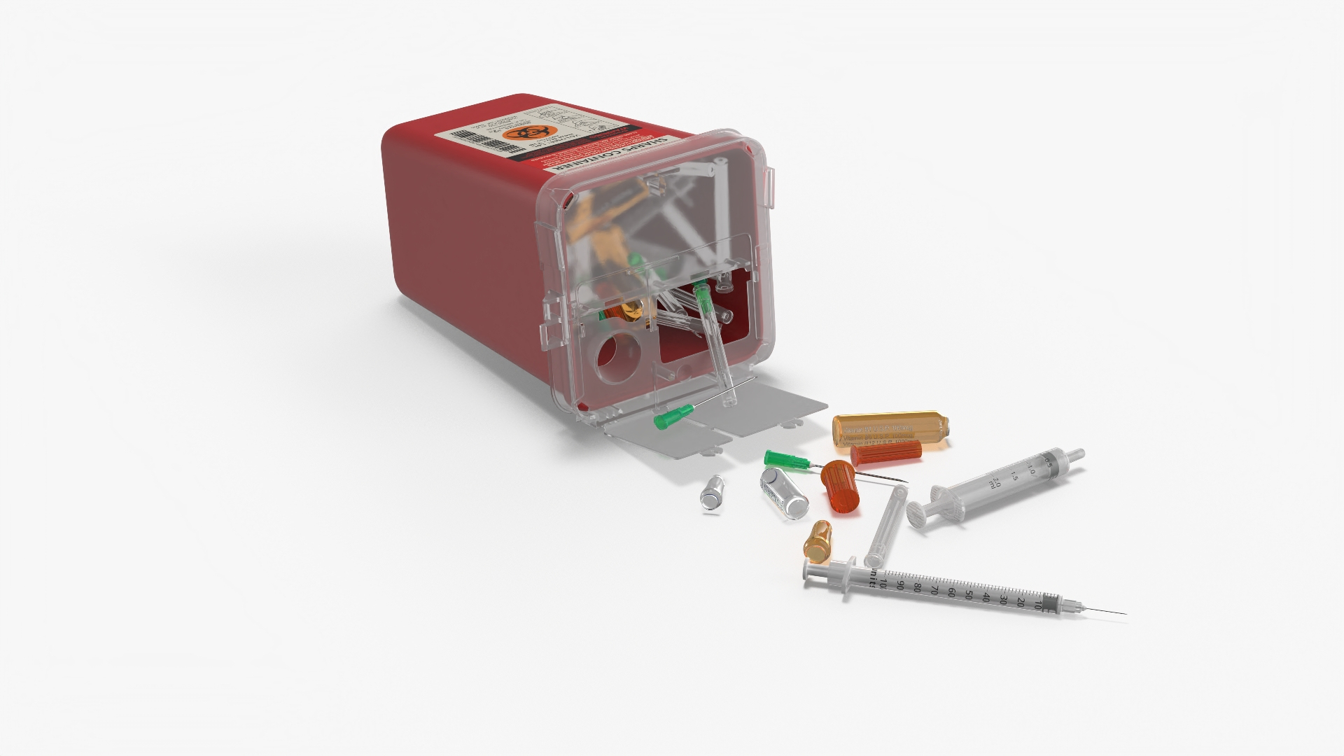 Medical Container With Sharps Scattered 3D Model - TurboSquid 2320454