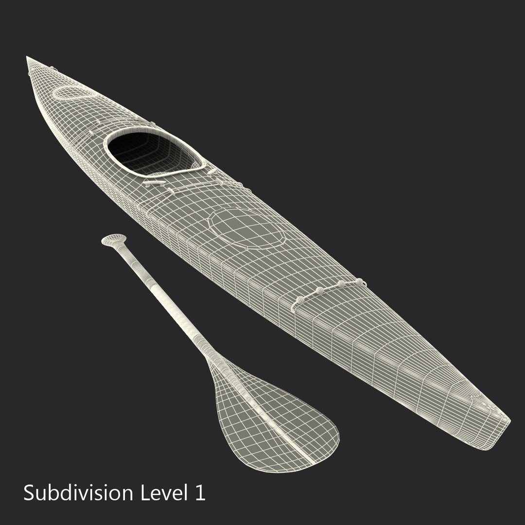 Kayak 4 Paddle Modeled 3d Model