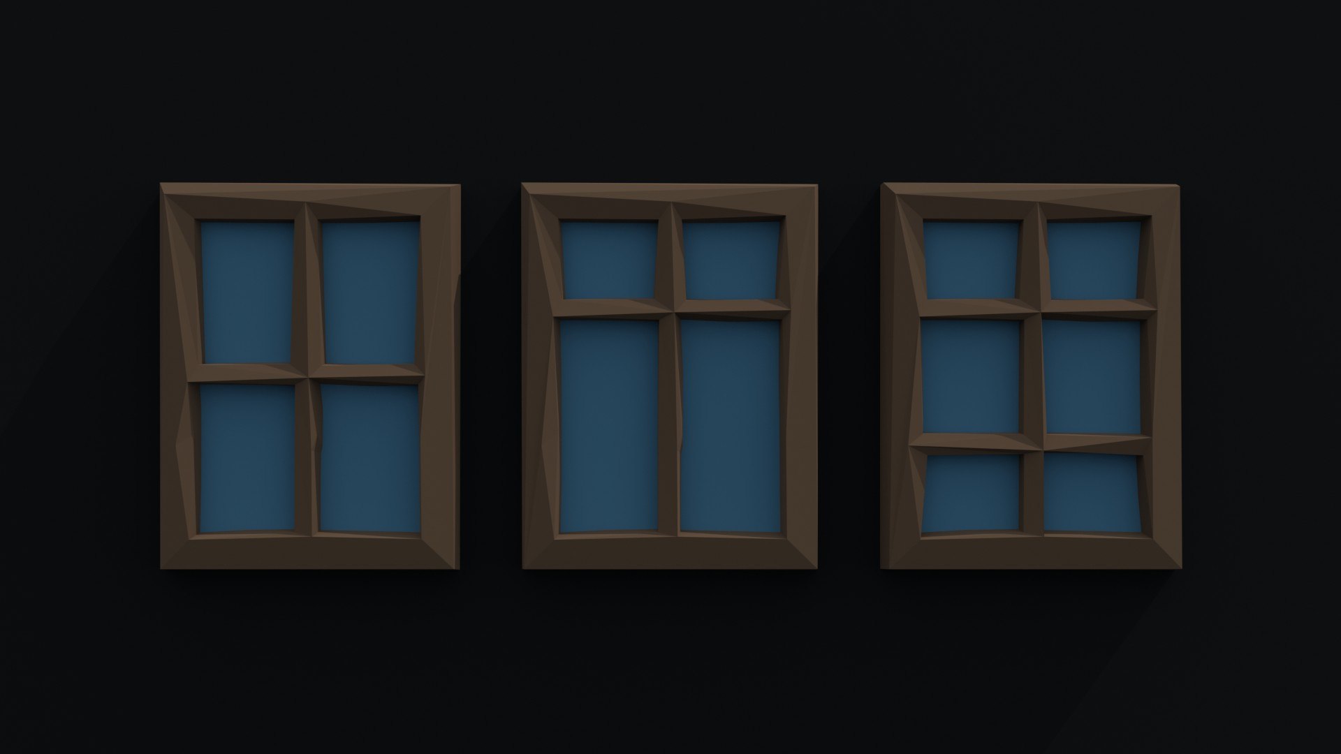 Low-poly Cartoon medieval windows and doors Polygonal Style 3D model ...