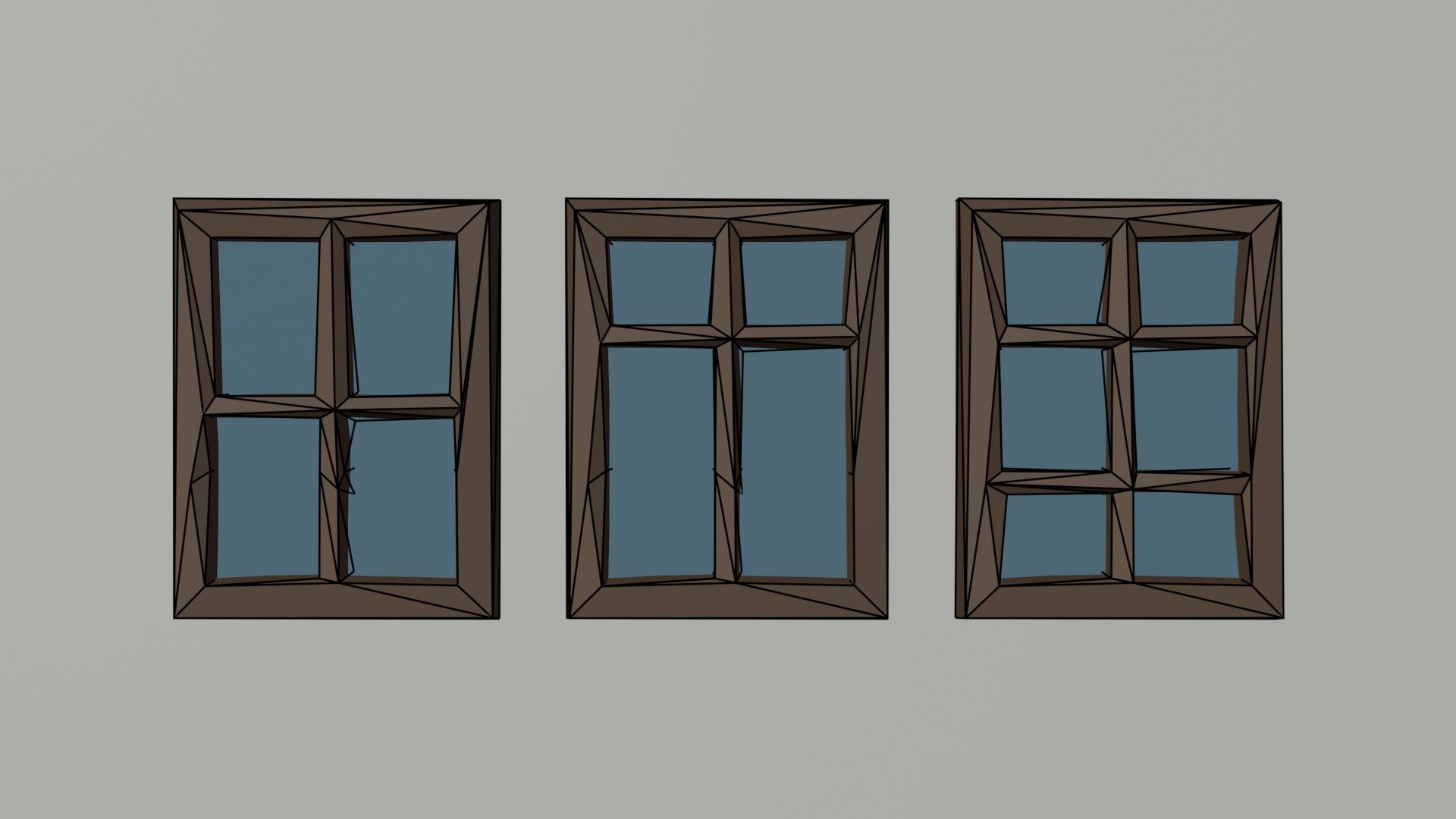 Low-poly Cartoon medieval windows and doors Polygonal Style 3D model ...