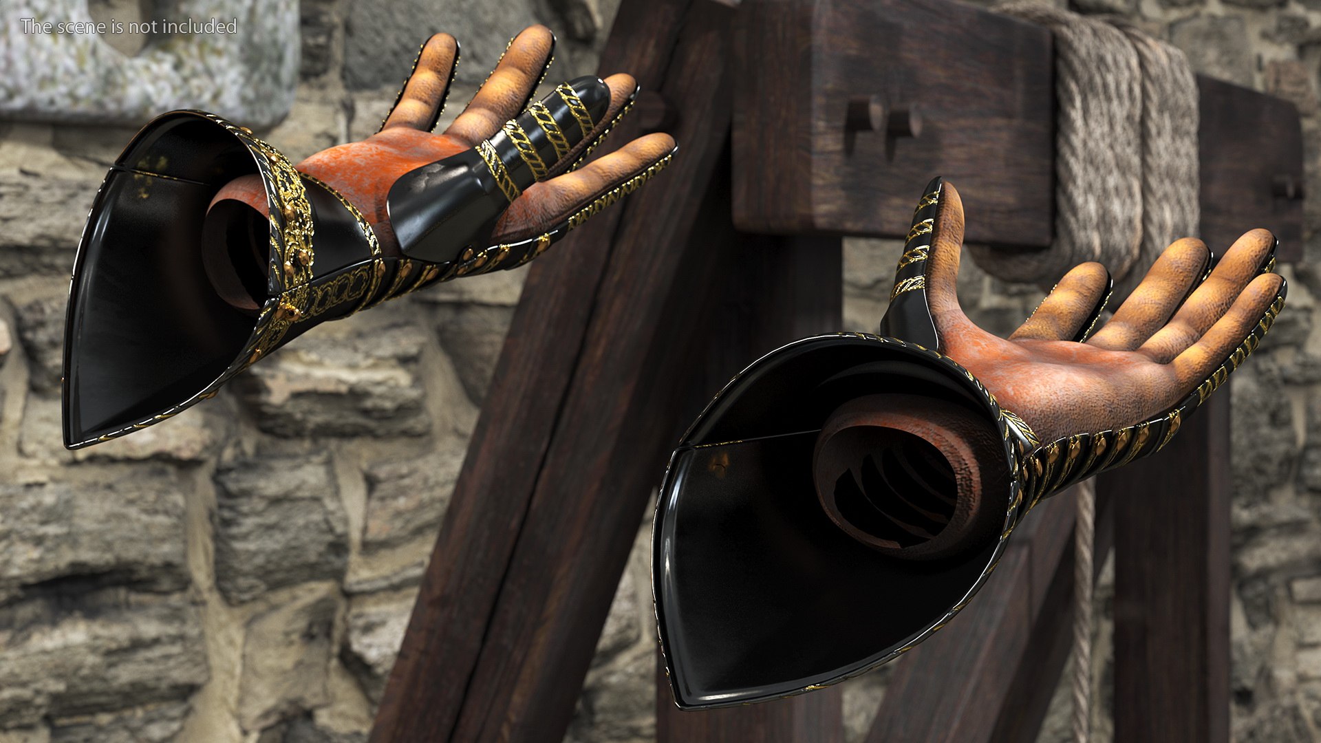 Medieval Knight Black Gold Armor Gauntlets 3D Model - TurboSquid 1832665