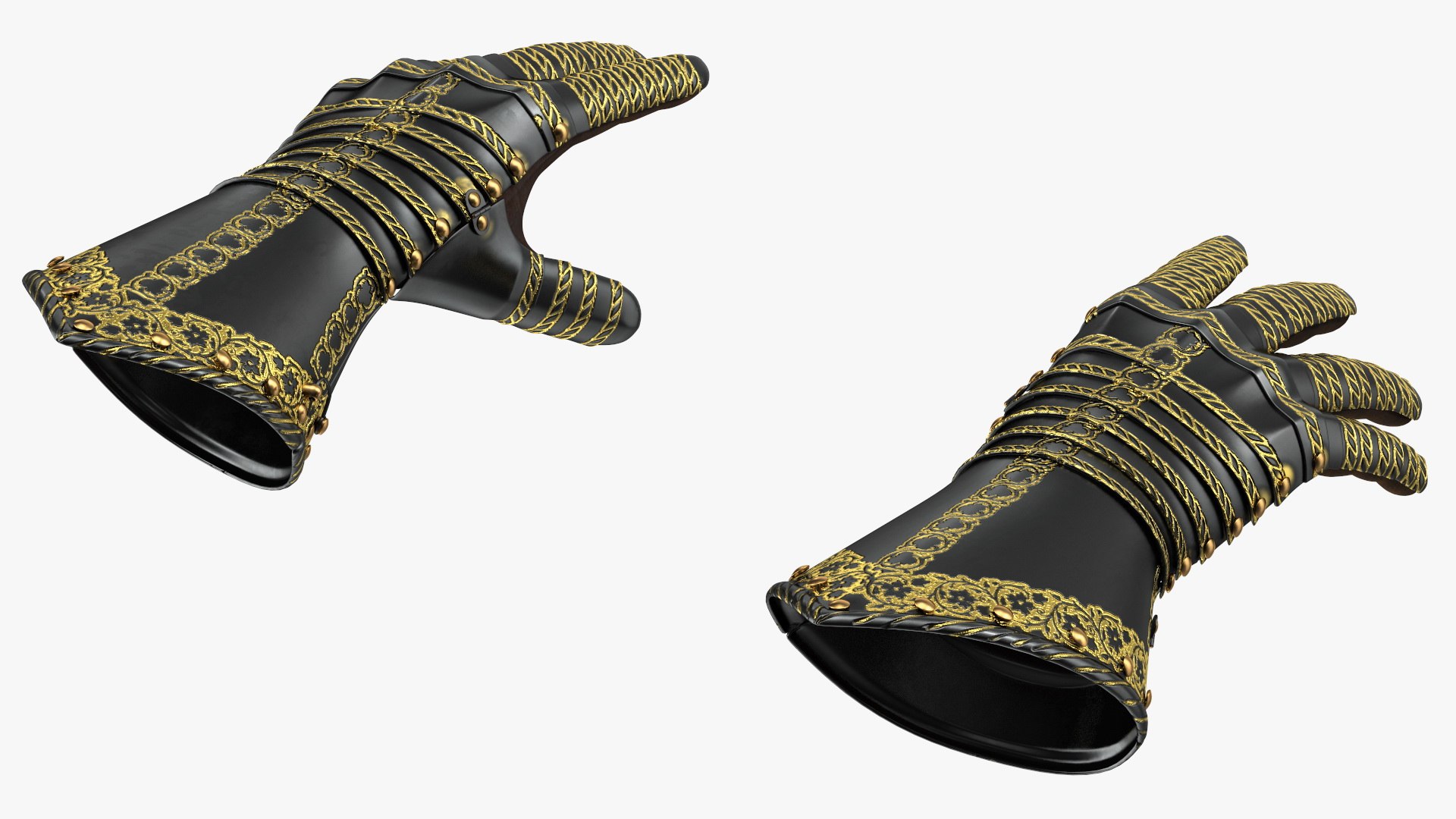 Medieval Knight Black Gold Armor Gauntlets 3D Model - TurboSquid 1832665