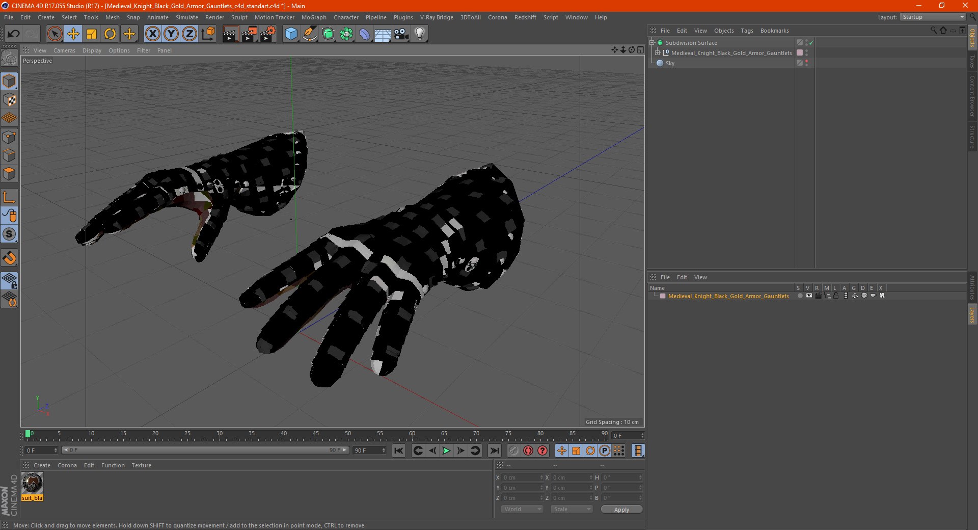 Medieval Knight Black Gold Armor Gauntlets 3D Model - TurboSquid 1832665