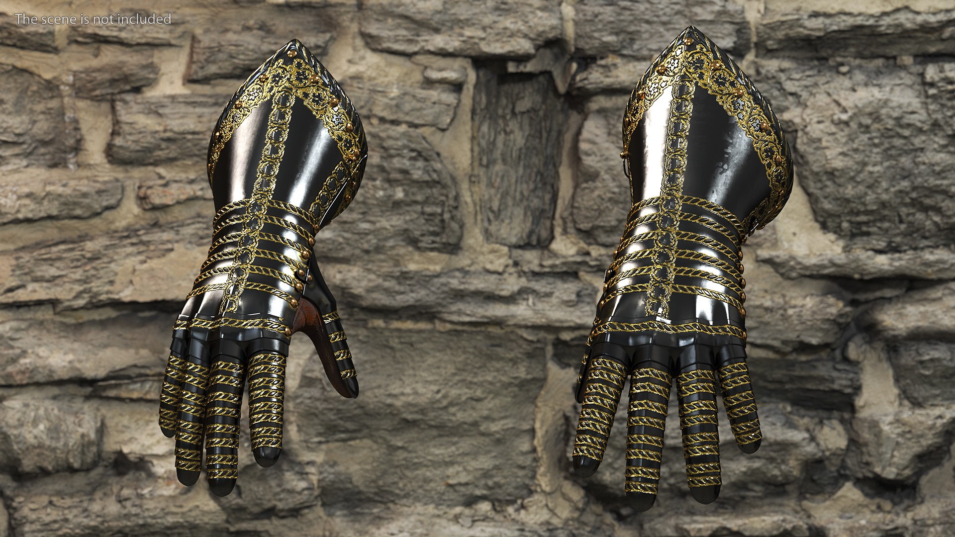 Medieval Knight Black Gold Armor Gauntlets 3D Model - TurboSquid 1832665
