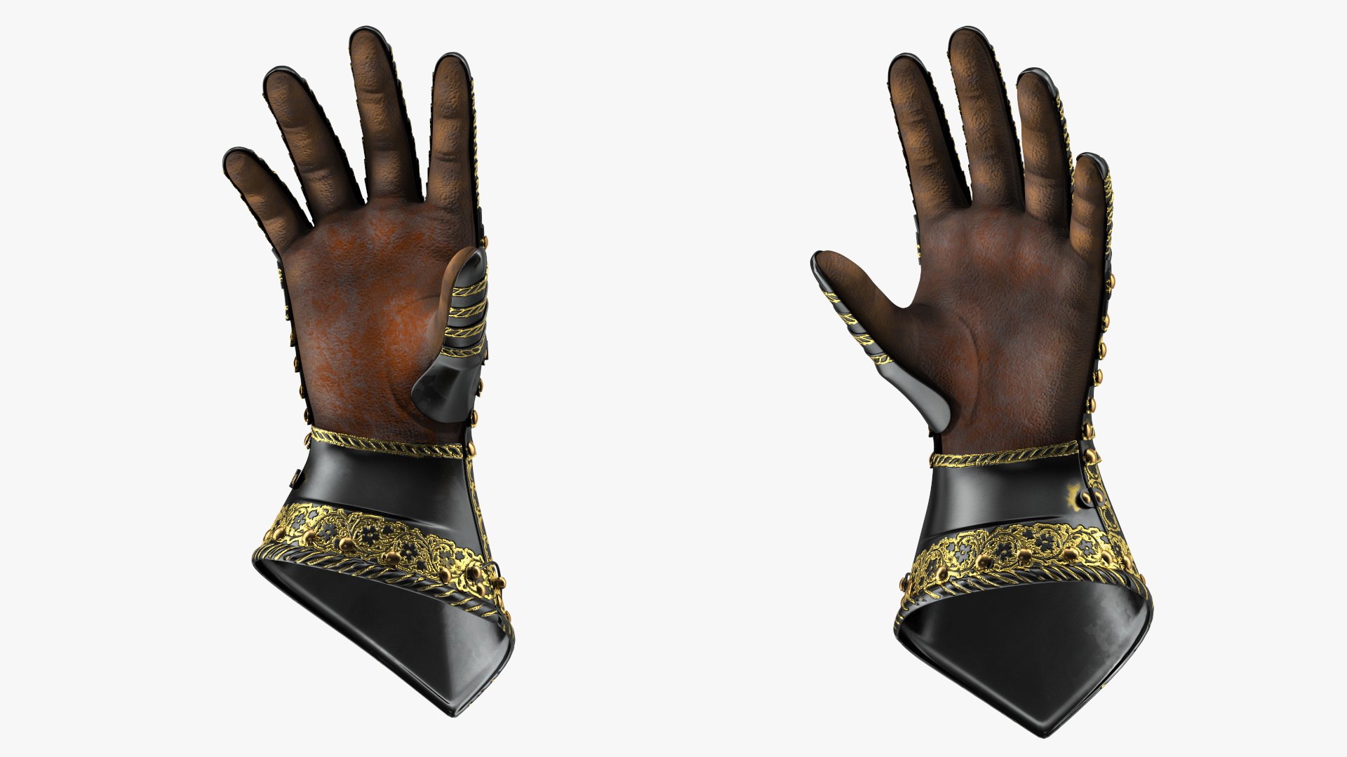 Medieval Knight Black Gold Armor Gauntlets 3D Model - TurboSquid 1832665