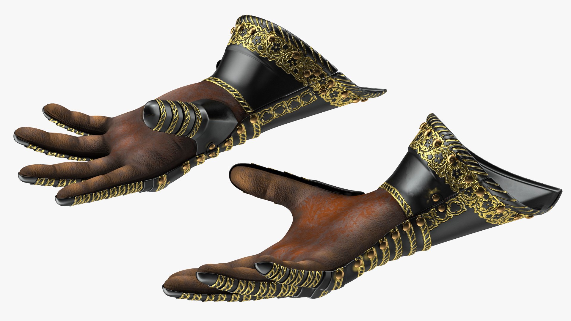 Medieval Knight Black Gold Armor Gauntlets 3D Model - TurboSquid 1832665