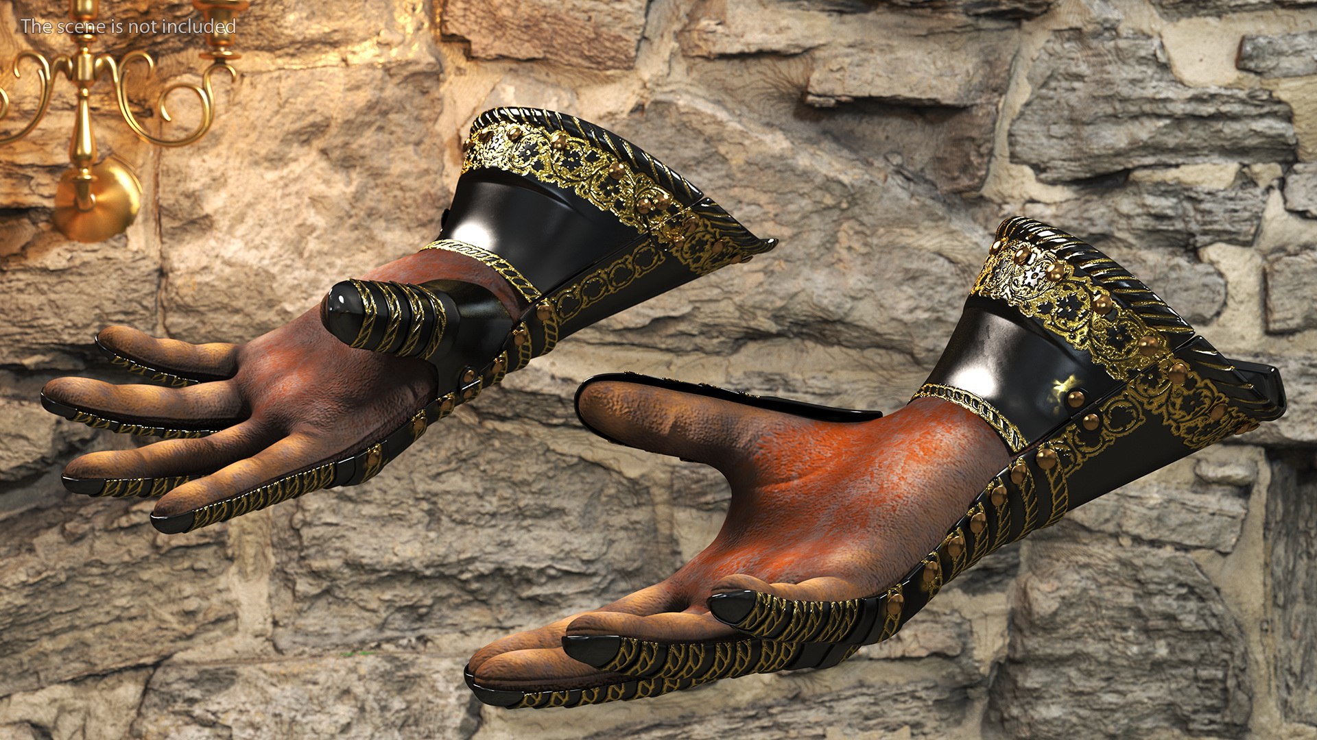 Medieval Knight Black Gold Armor Gauntlets 3D Model - TurboSquid 1832665
