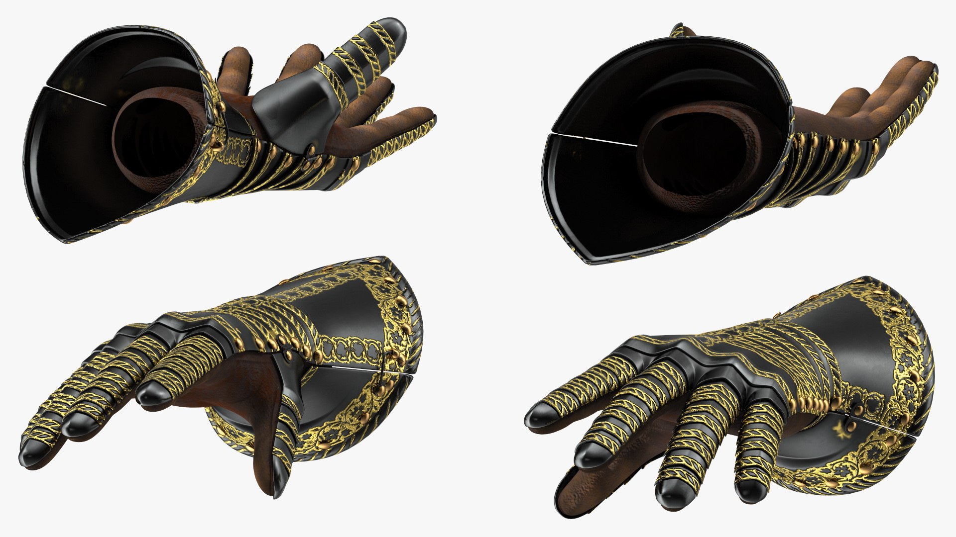 Medieval Knight Black Gold Armor Gauntlets 3D Model - TurboSquid 1832665