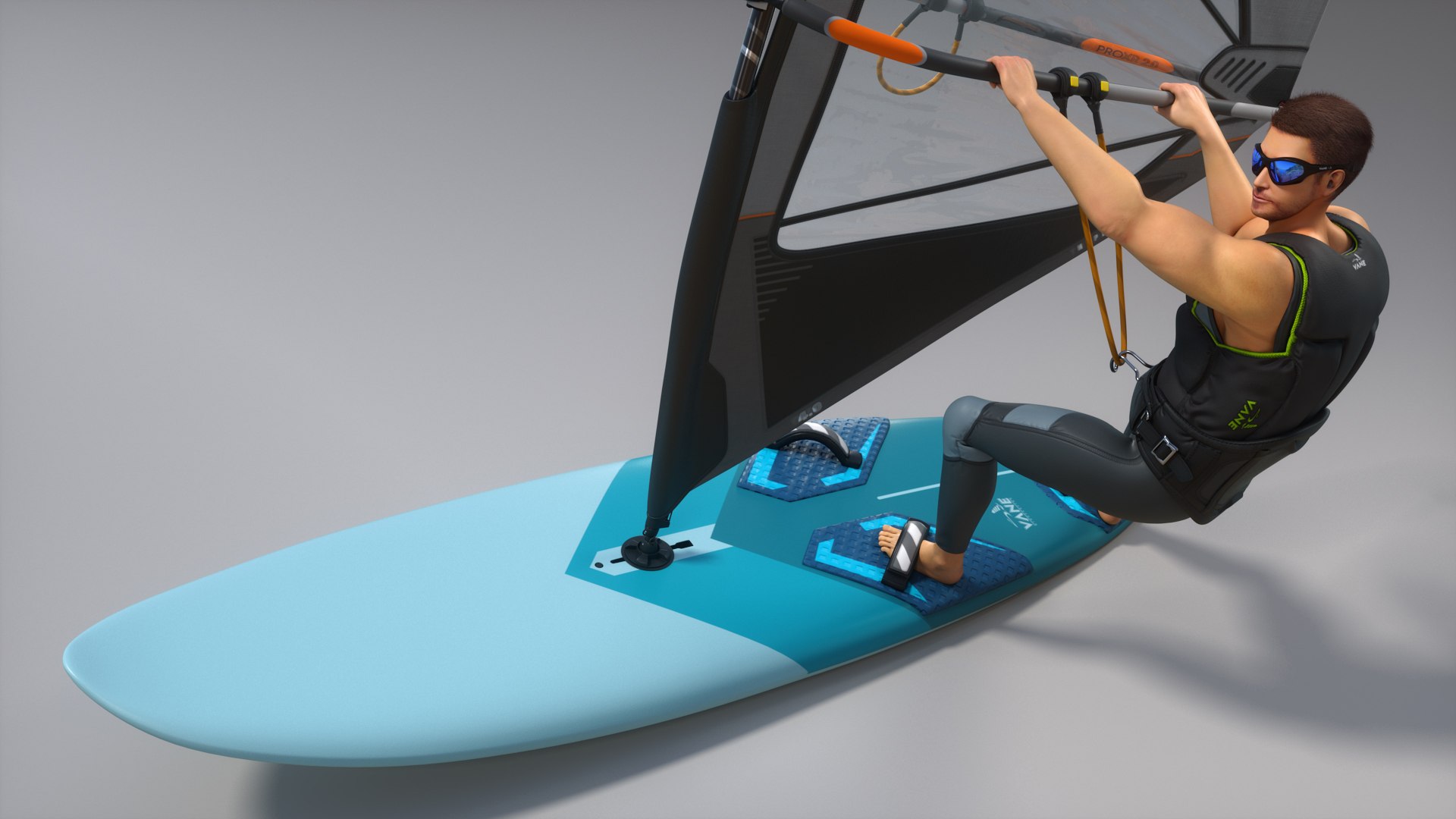 3D Male Windsurfer Animated HQ - TurboSquid 2075116