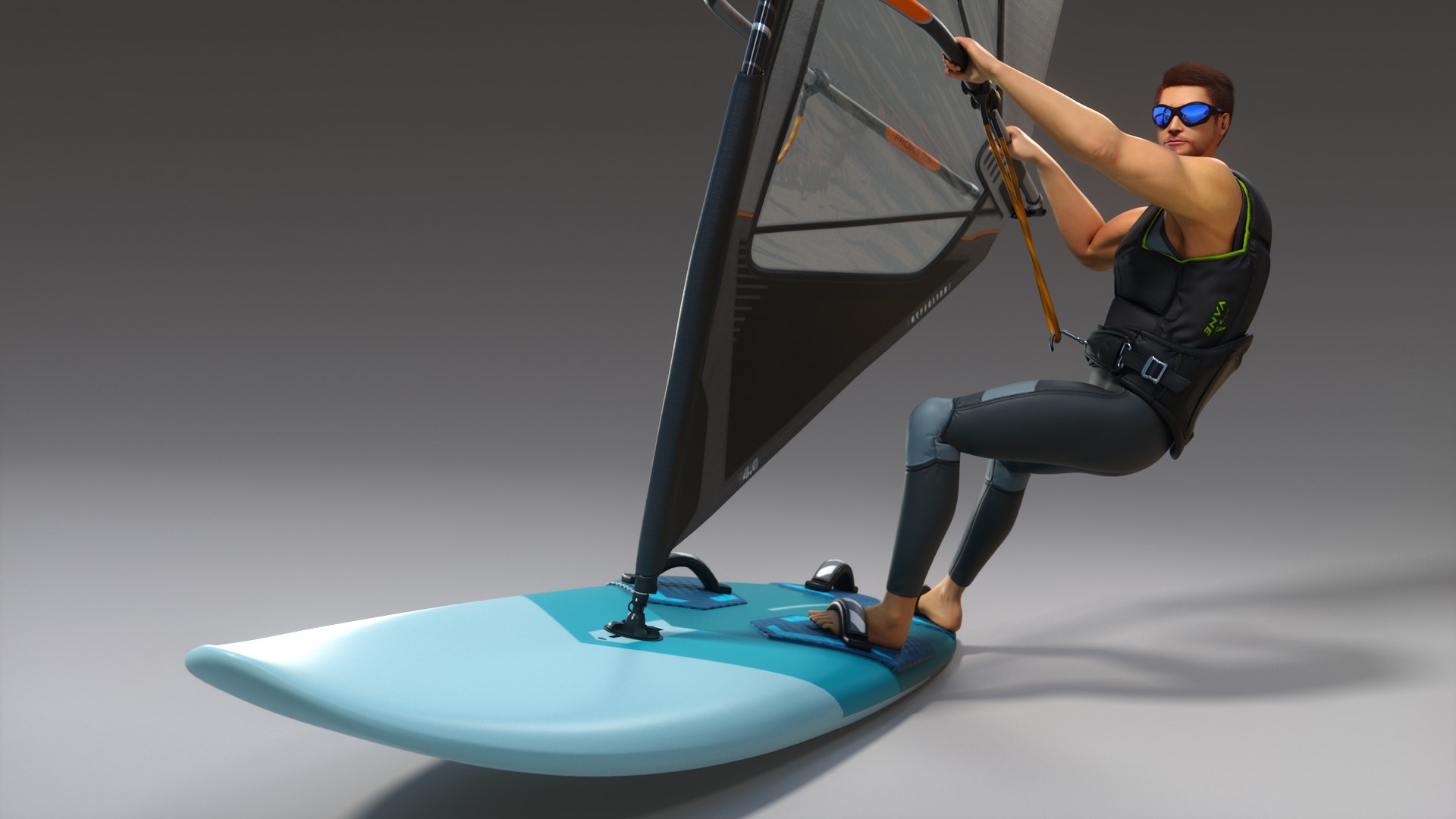 3D Male Windsurfer Animated HQ - TurboSquid 2075116