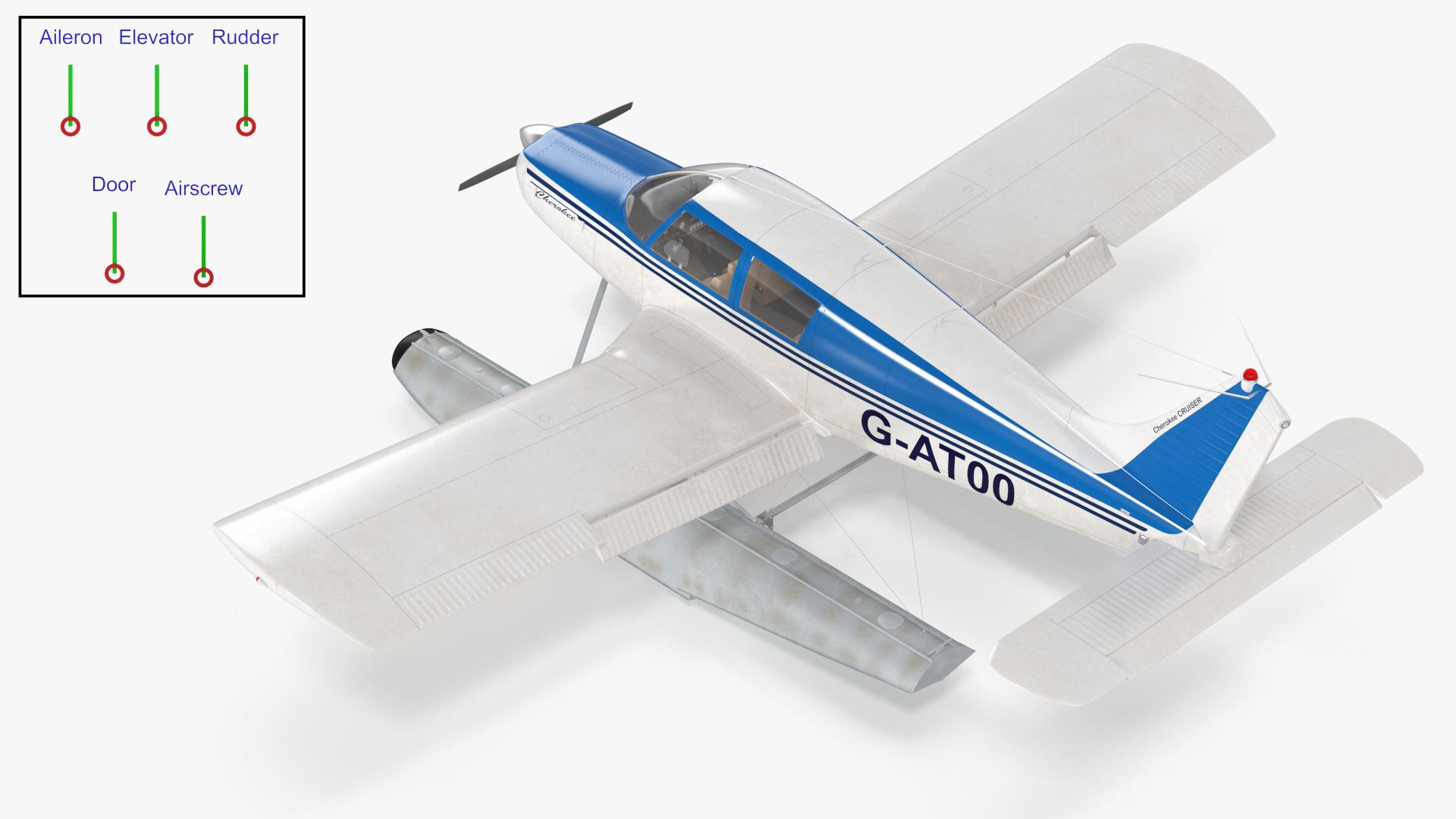 3D Personal Seaplane Aircraft Piper PA-28 Cherokee Rigged Model ...