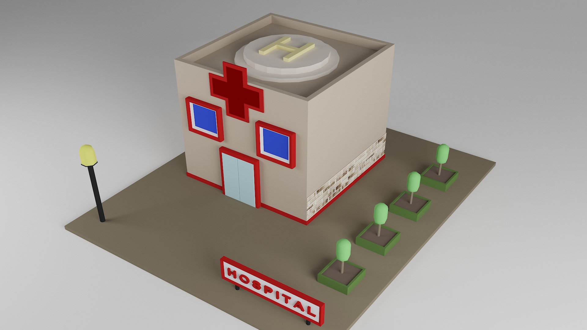 LOW POLY HOSPITAL Model - TurboSquid 1953778
