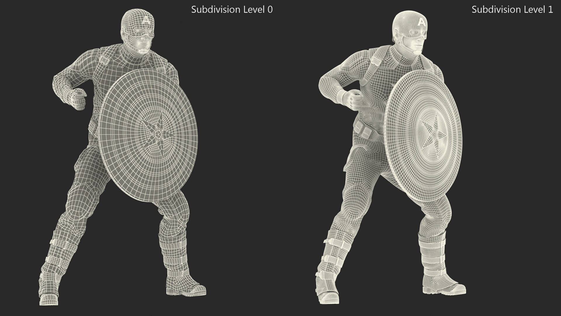 Character Captain America Defend Pose in Shabby Suit 3D model ...