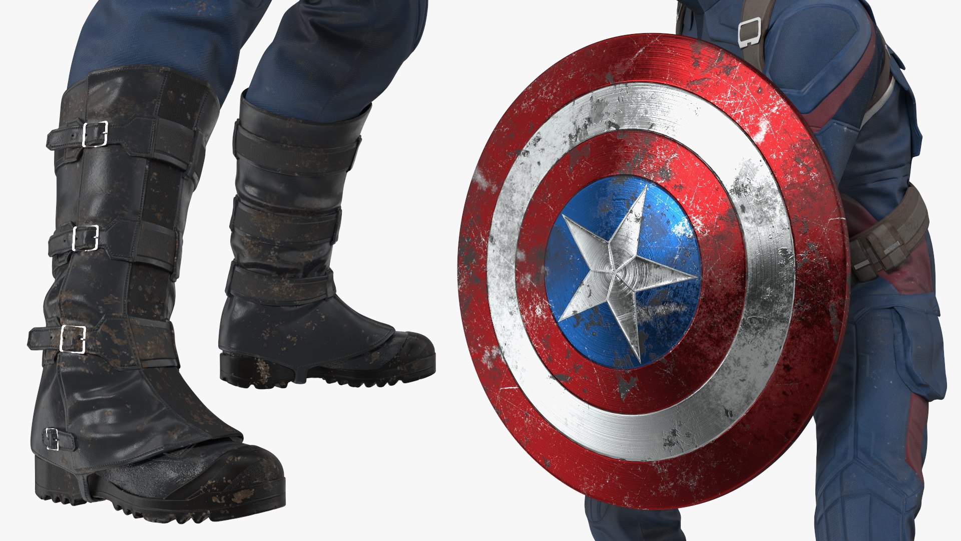Character Captain America Defend Pose in Shabby Suit 3D model ...