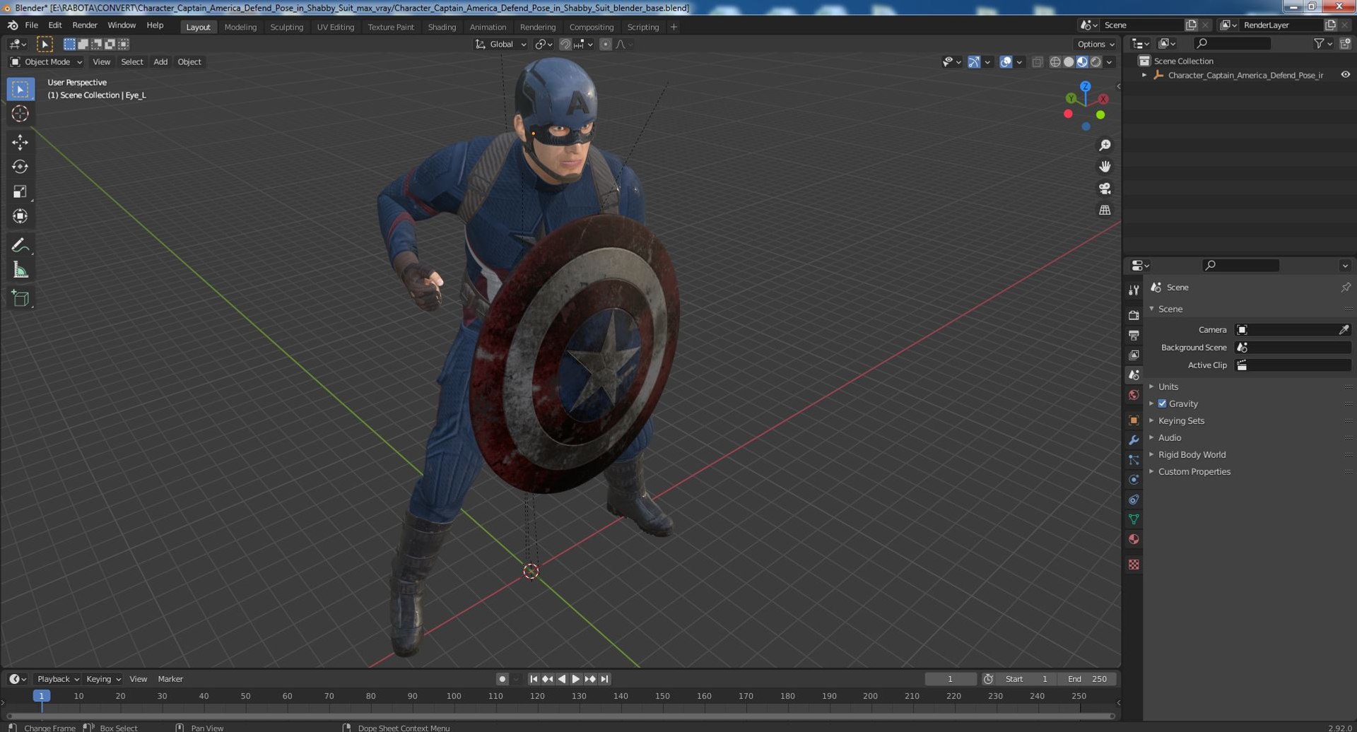 Character Captain America Defend Pose in Shabby Suit 3D model ...