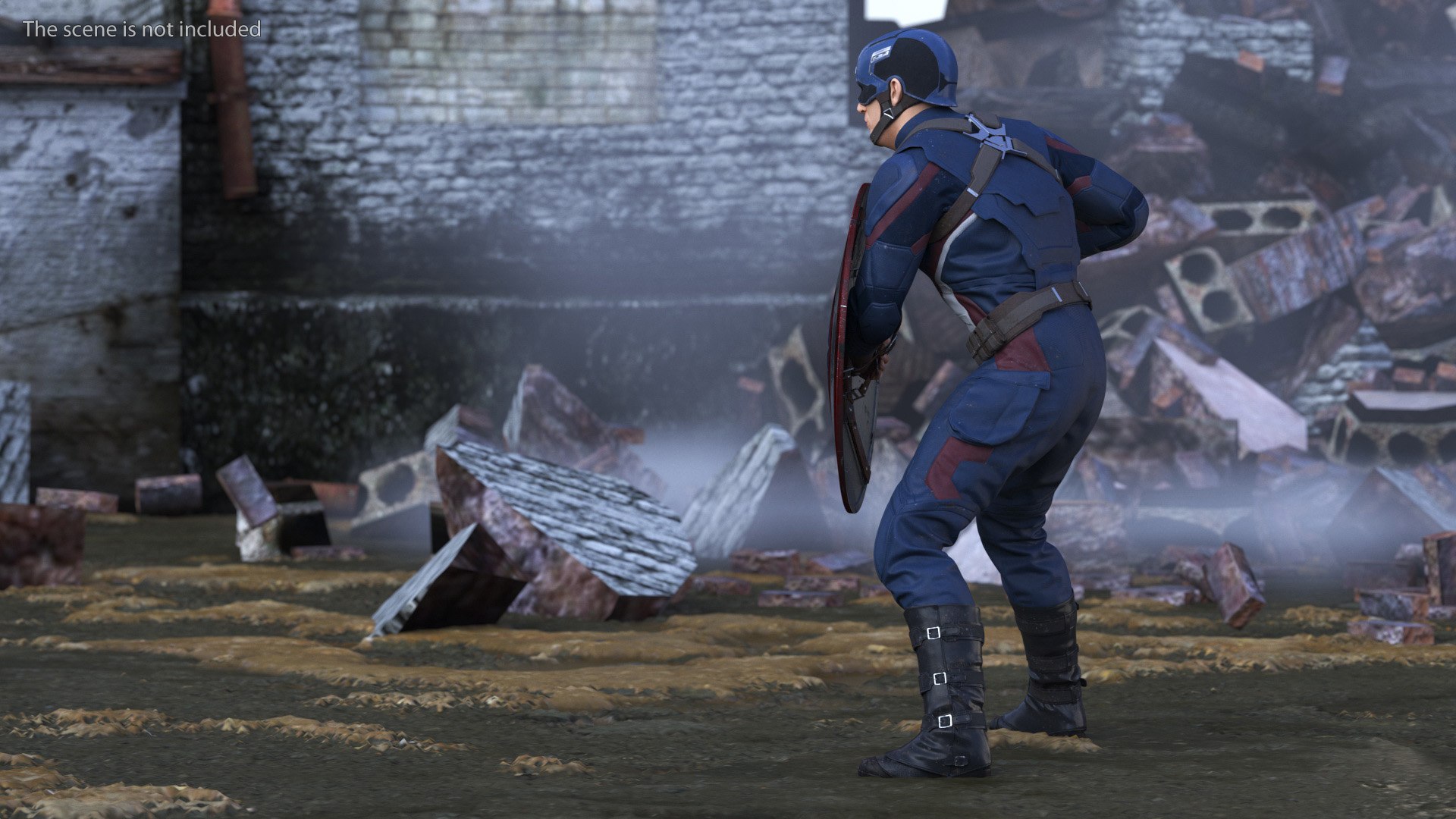 Character Captain America Defend Pose in Shabby Suit 3D model ...