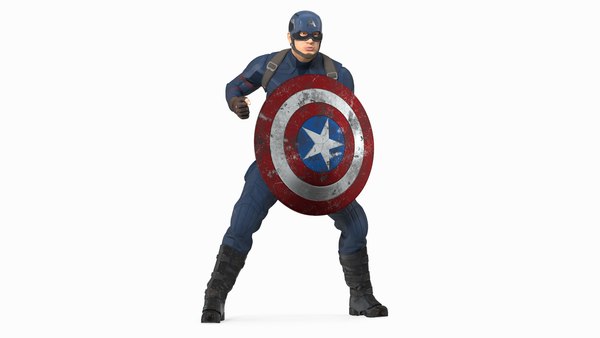 Character Captain America Defend Pose in Shabby Suit 3D model ...