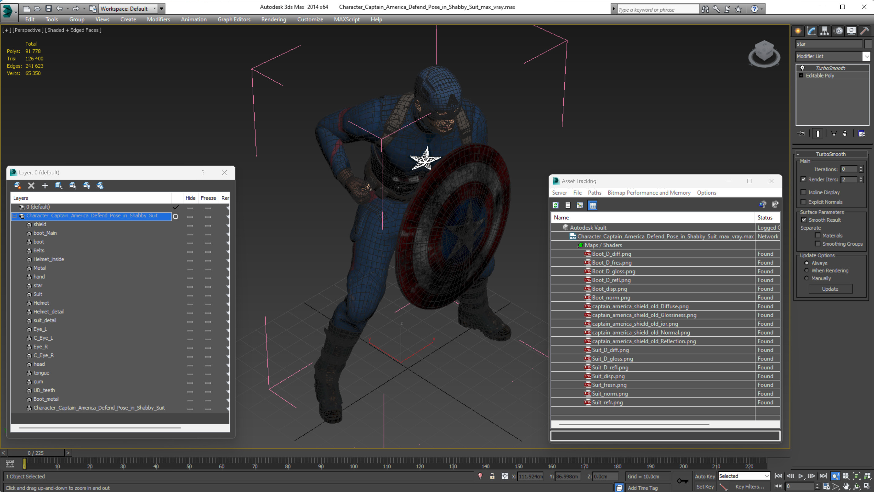Character Captain America Defend Pose in Shabby Suit 3D model ...