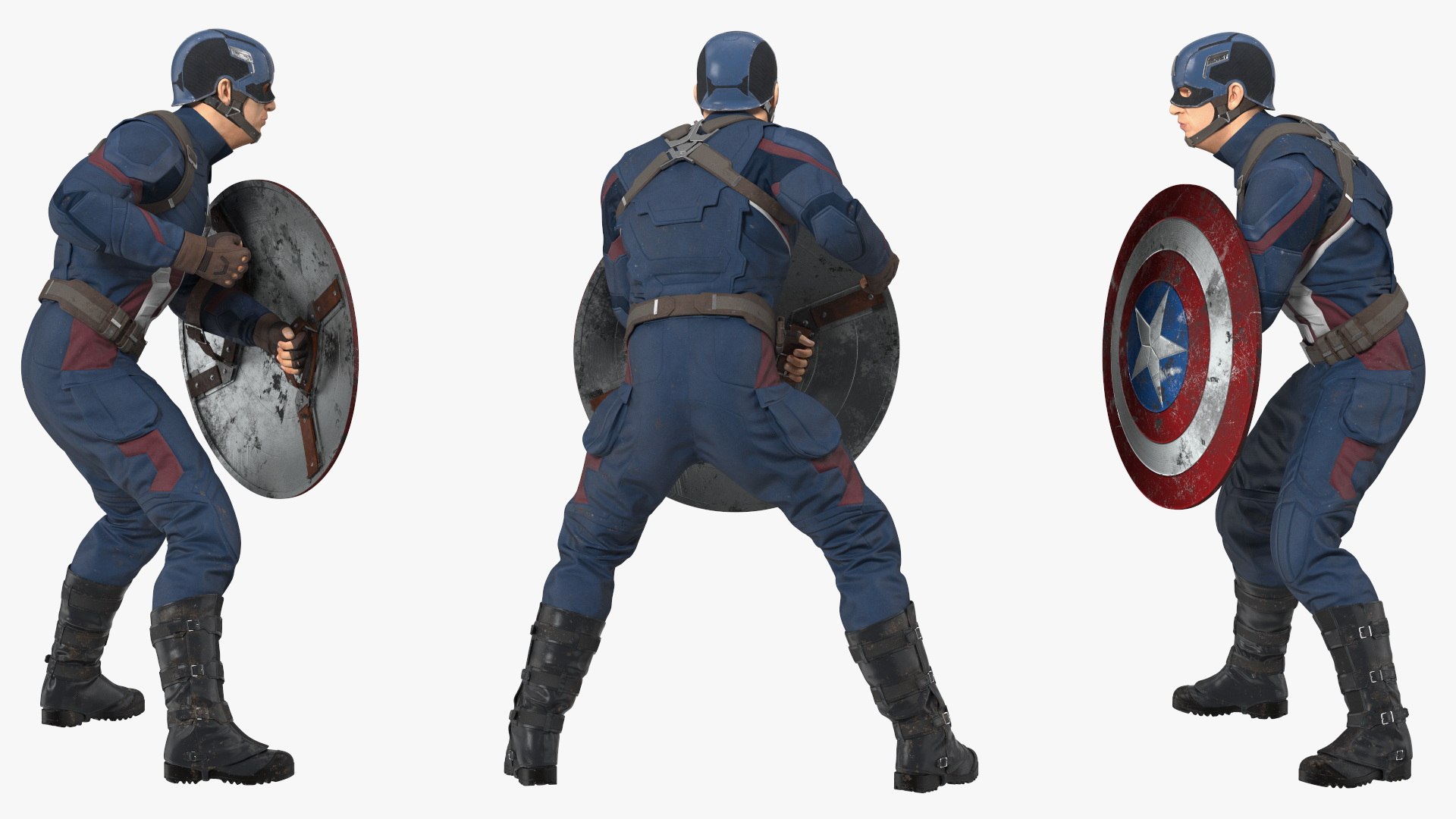 Character Captain America Defend Pose in Shabby Suit 3D model ...