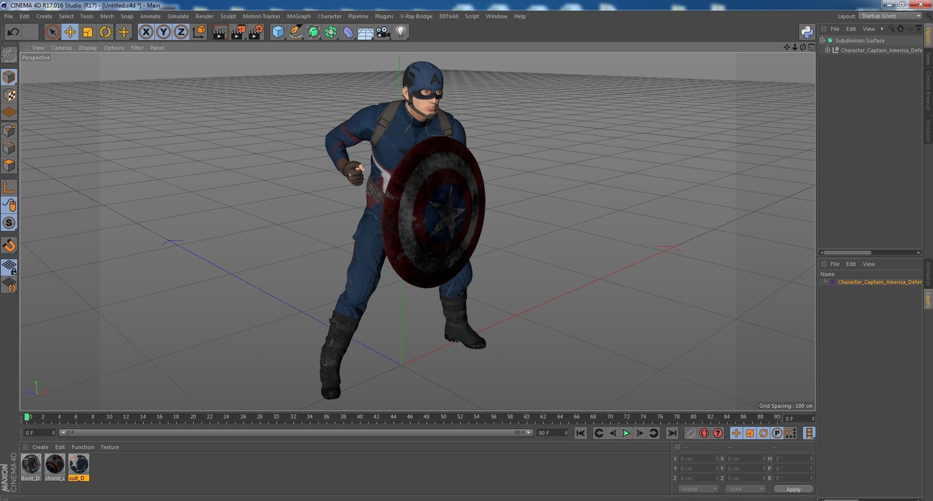 Character Captain America Defend Pose in Shabby Suit 3D model ...