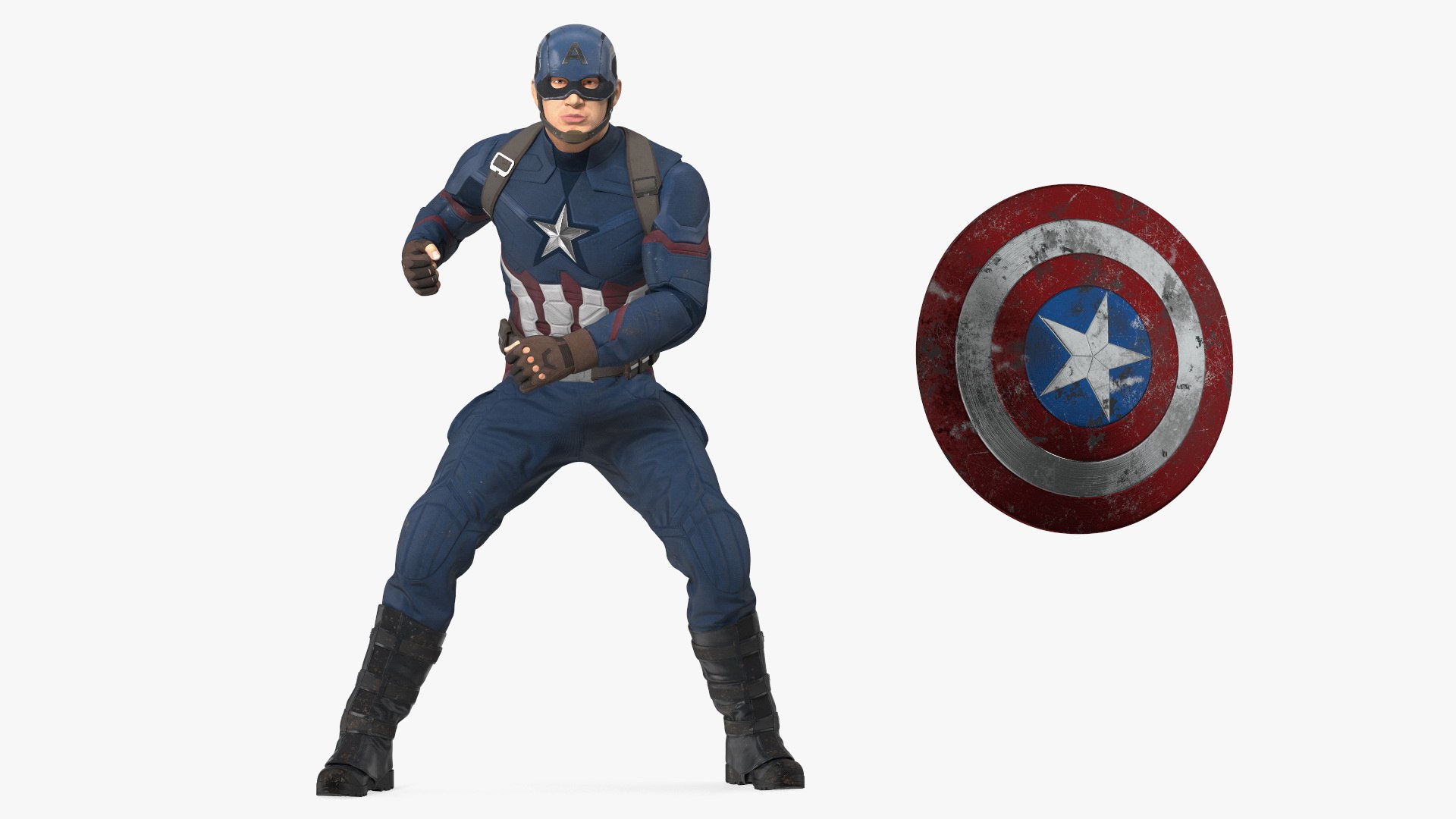 Character Captain America Defend Pose in Shabby Suit 3D model ...