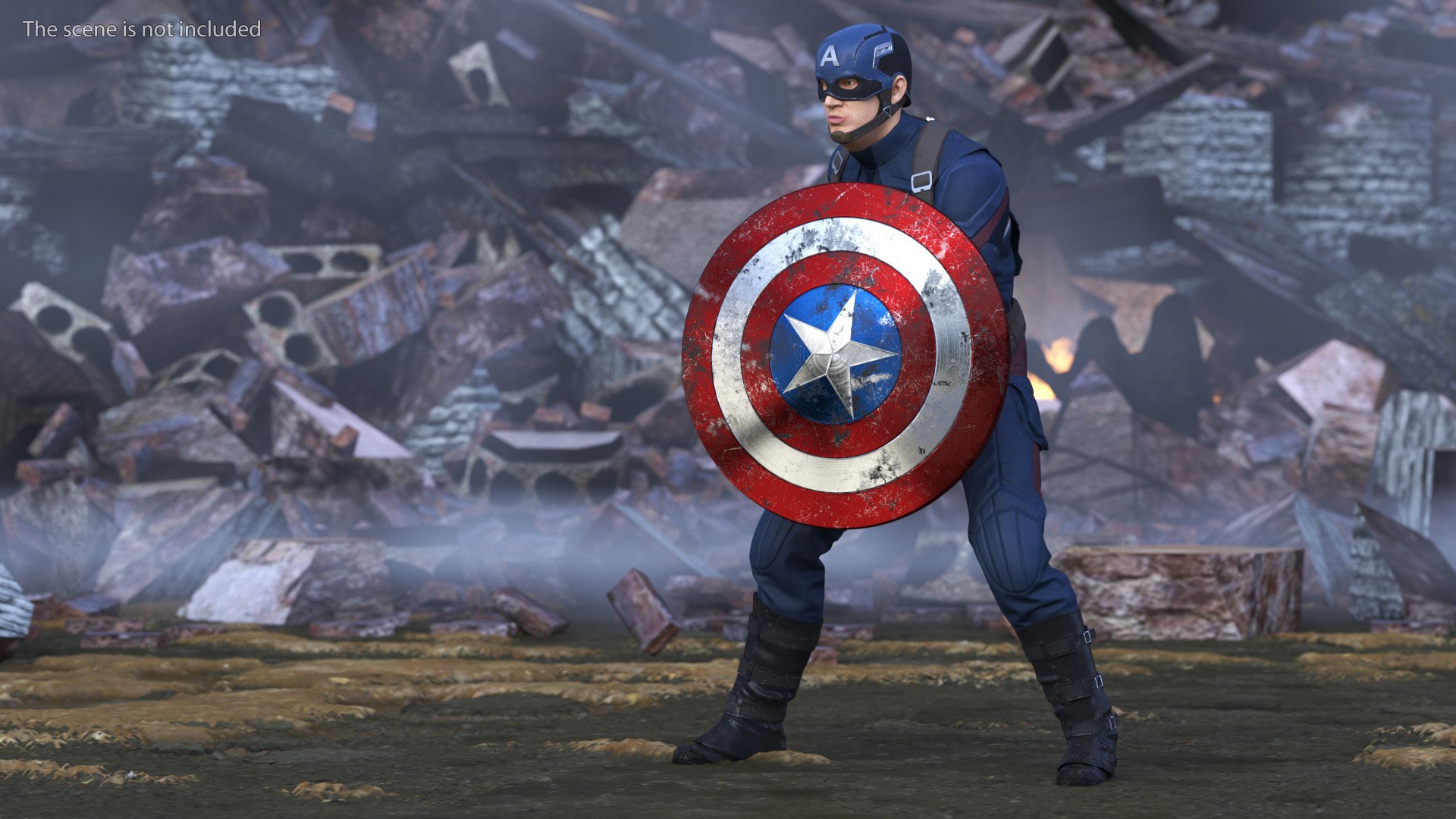 Character Captain America Defend Pose in Shabby Suit 3D model ...