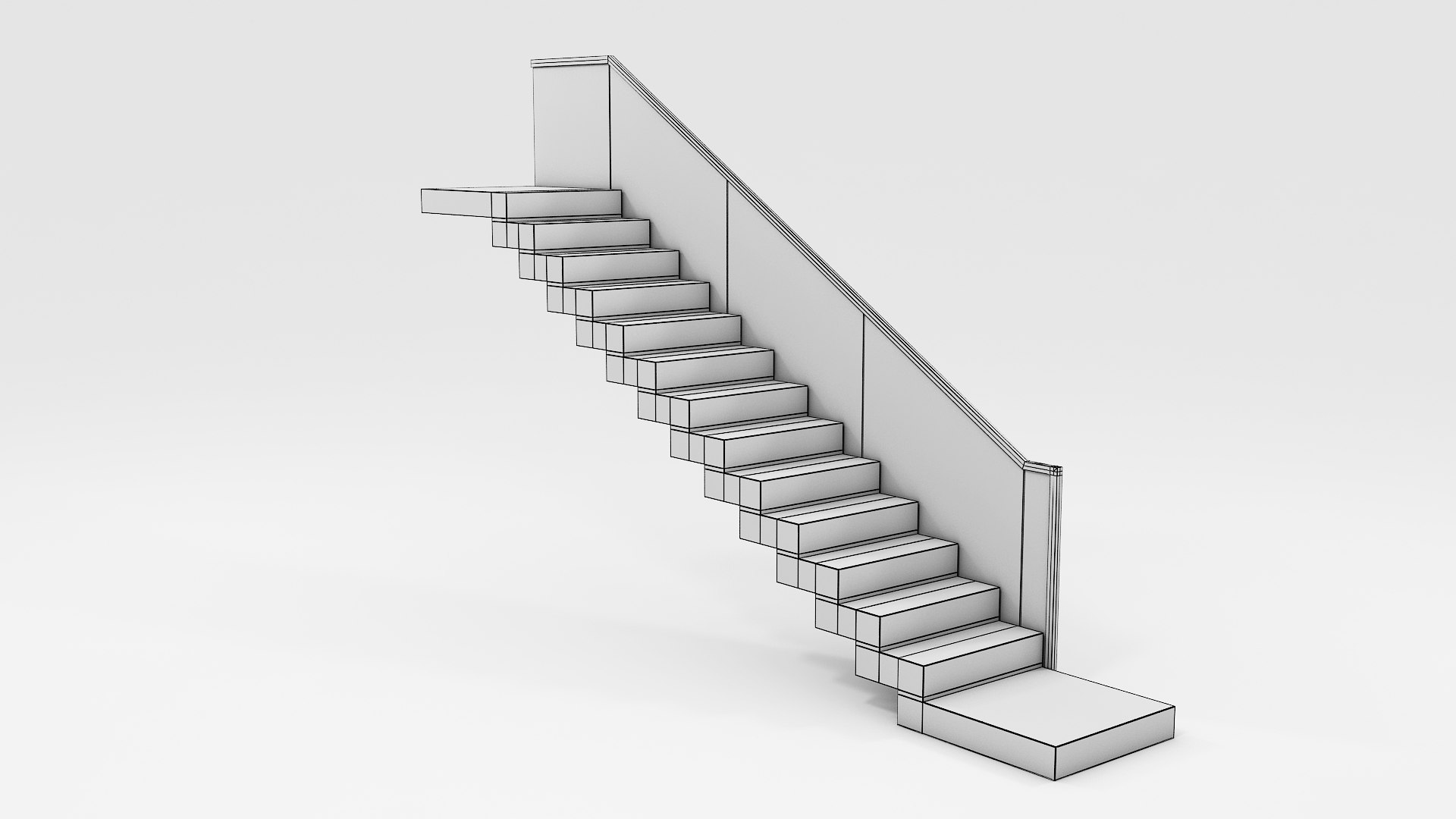 3D Modern Concrete Floating Stair - TurboSquid 1697374