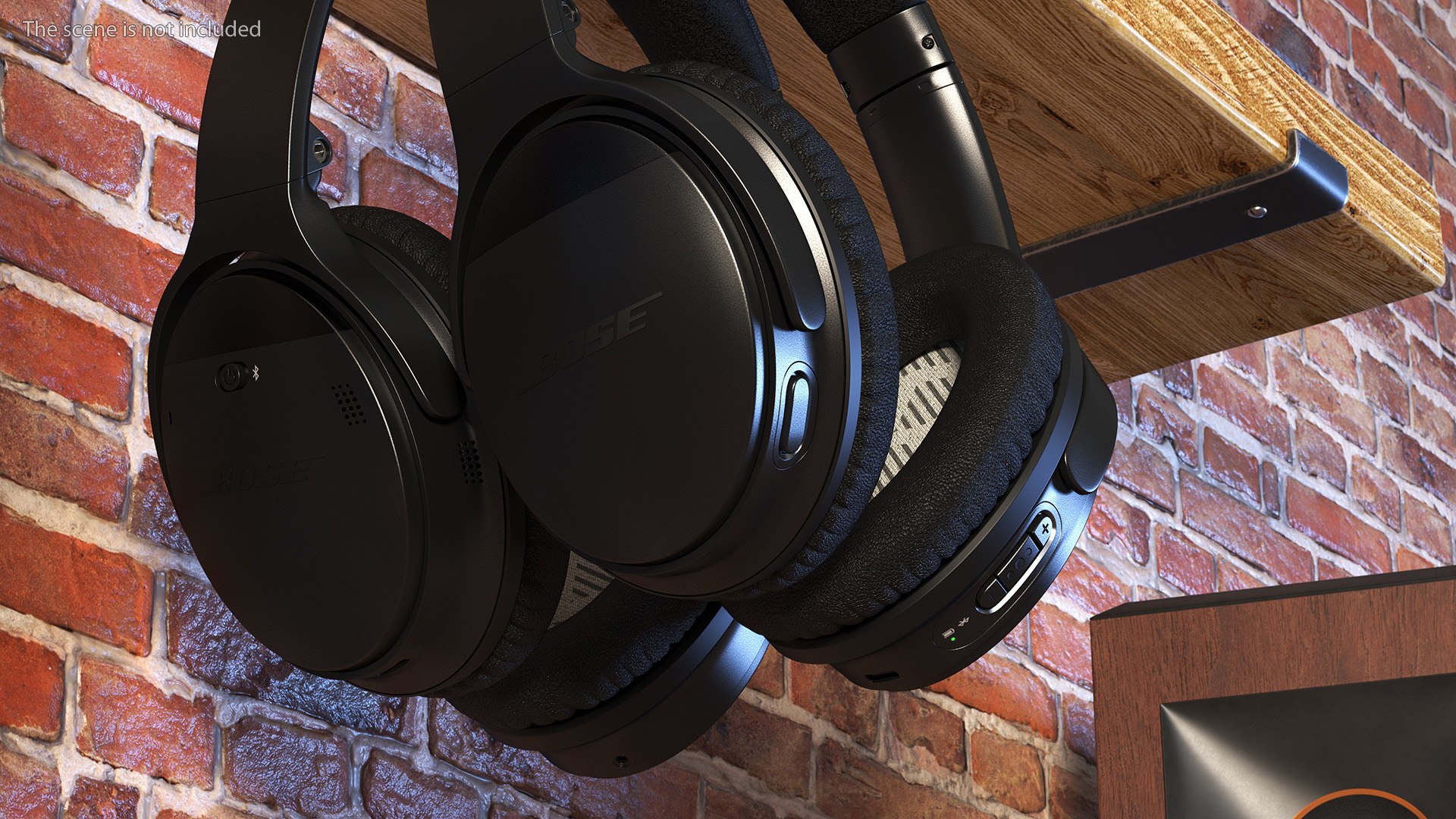 Black Bose Quiet Comfort Headphones on Under-Desk Holder 3D ...
