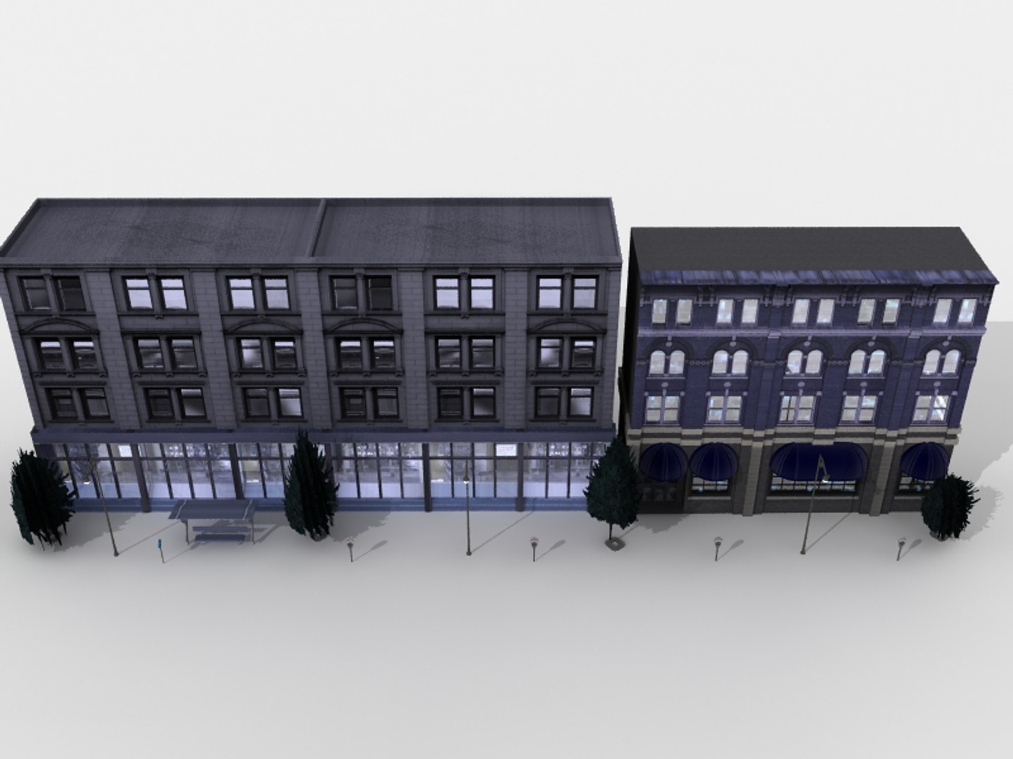 Neighborhood Buildings 3d Model