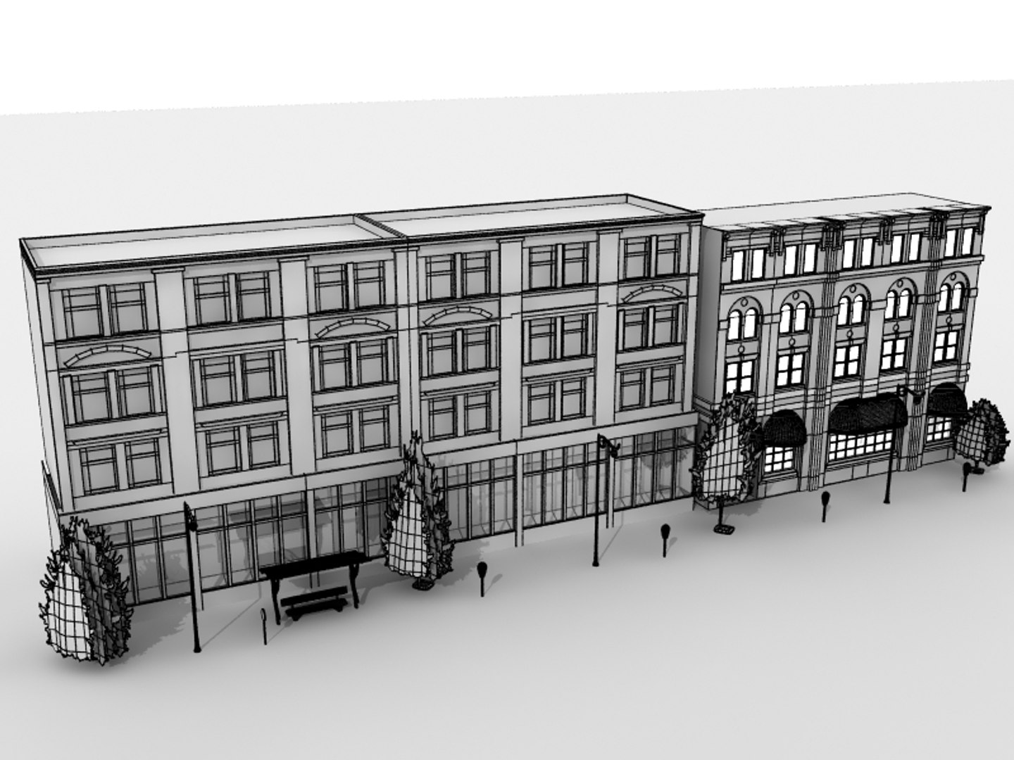 Neighborhood Buildings 3d Model