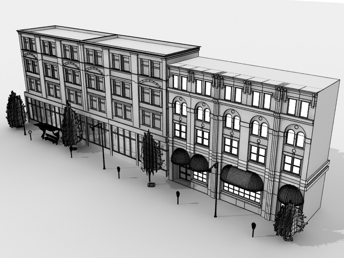 Neighborhood Buildings 3d Model