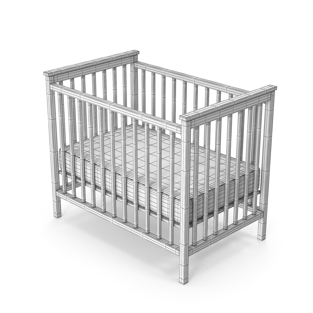 3D Wooden Baby Cot - TurboSquid 2126539