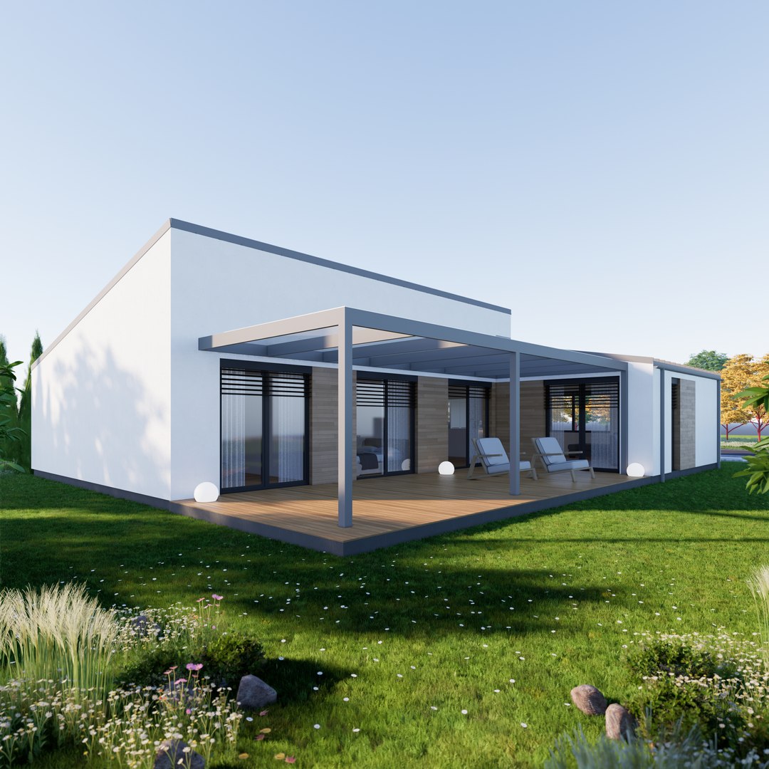 Bungalow 6 - Created With Fully Parametric Revit Families 3D Model ...
