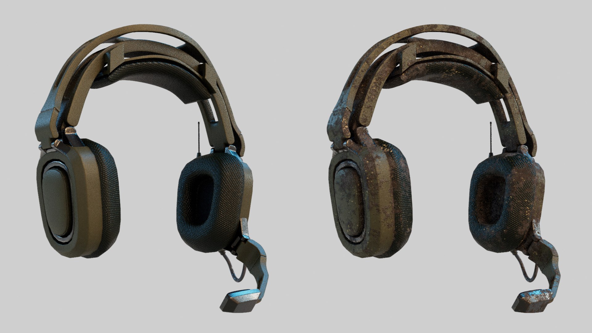 3D Army Headset Set Clean and Dirty model - TurboSquid 1845699