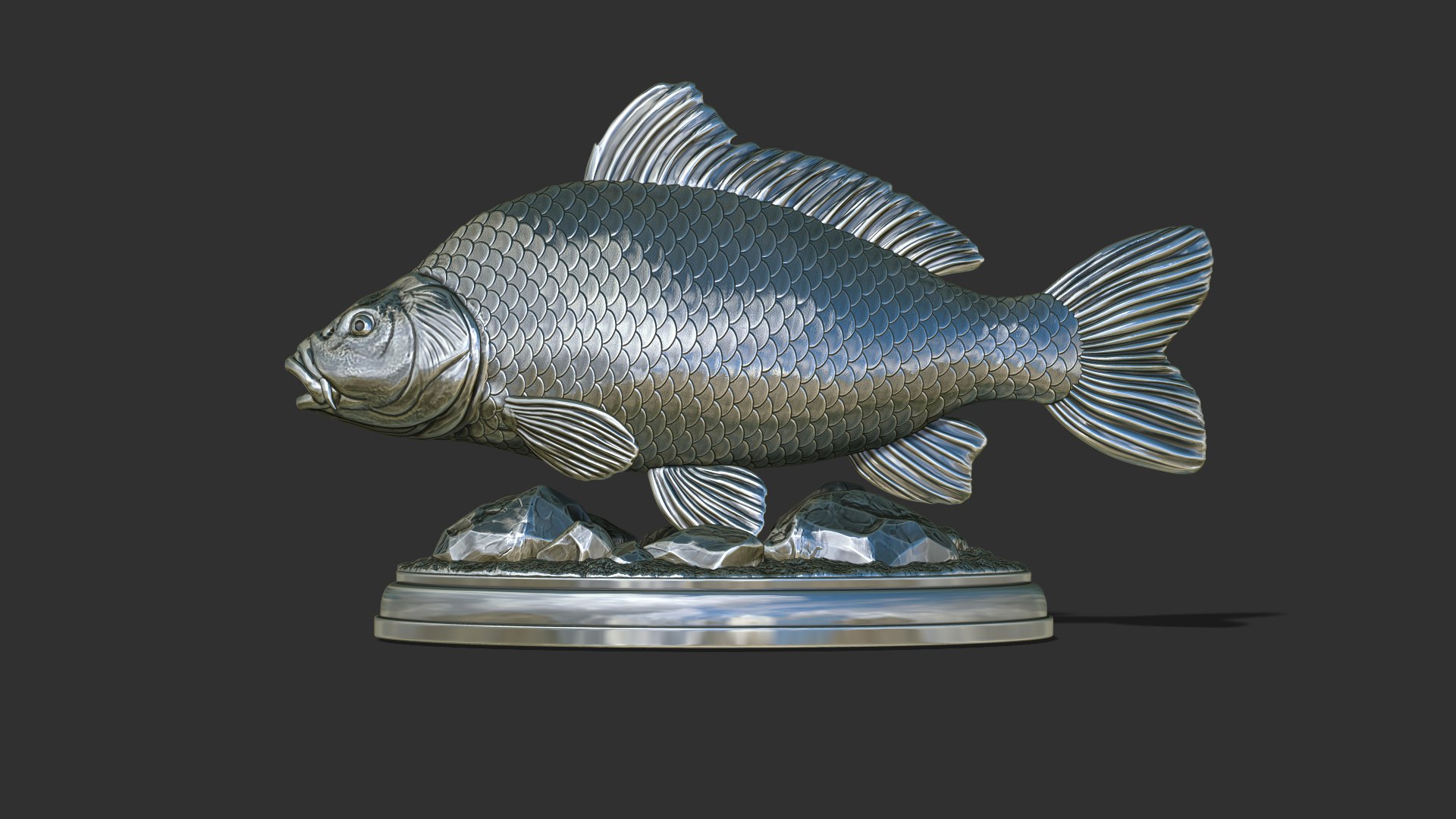 3D Carp Fish On The Base Model - TurboSquid 2229287