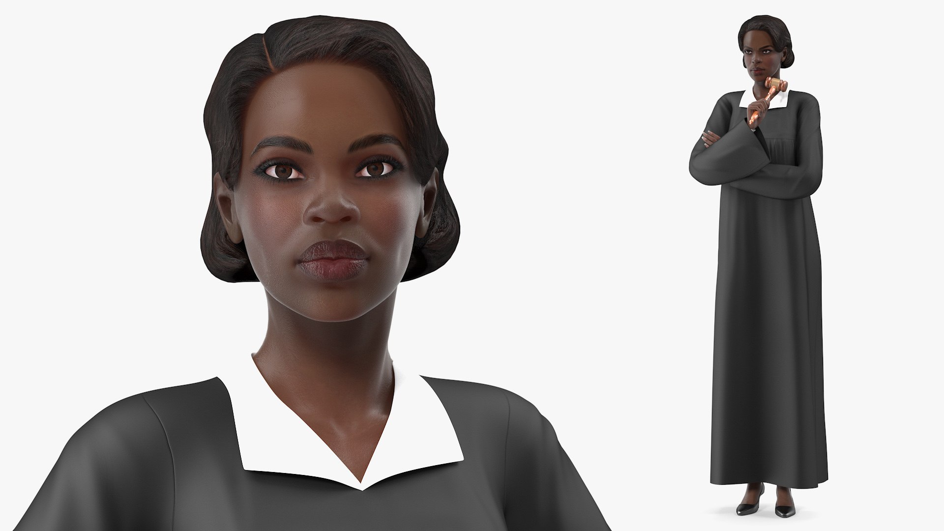 3D Dark Skin Judge Woman Rigged - TurboSquid 1665110
