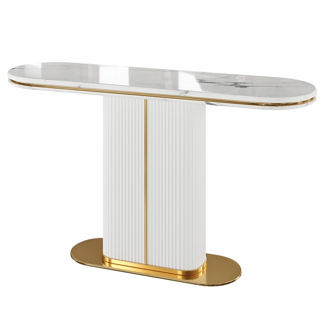 Narrow Console Table With Marble Top MDF Base 3D Model - TurboSquid 1853246