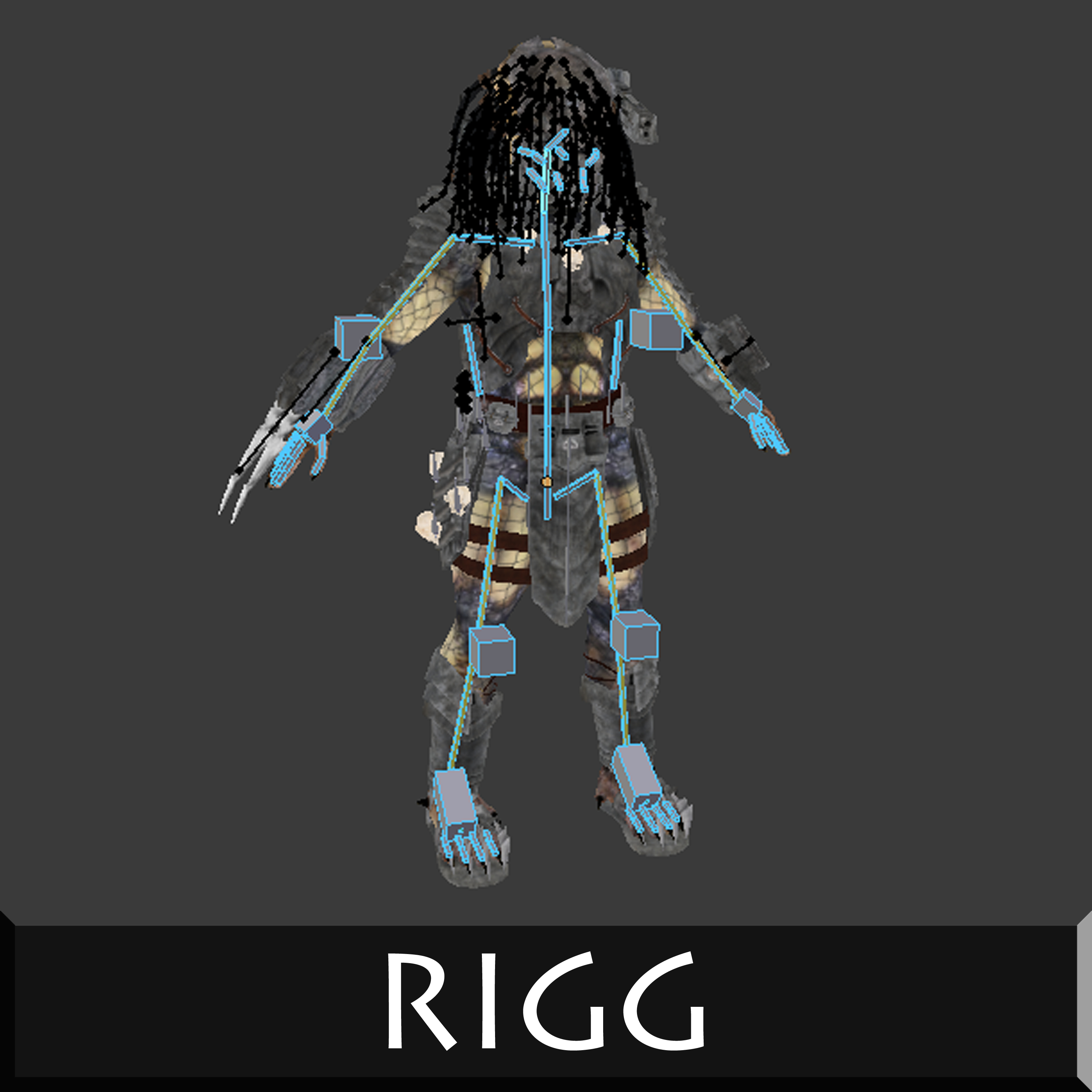 predator alien face 3d model