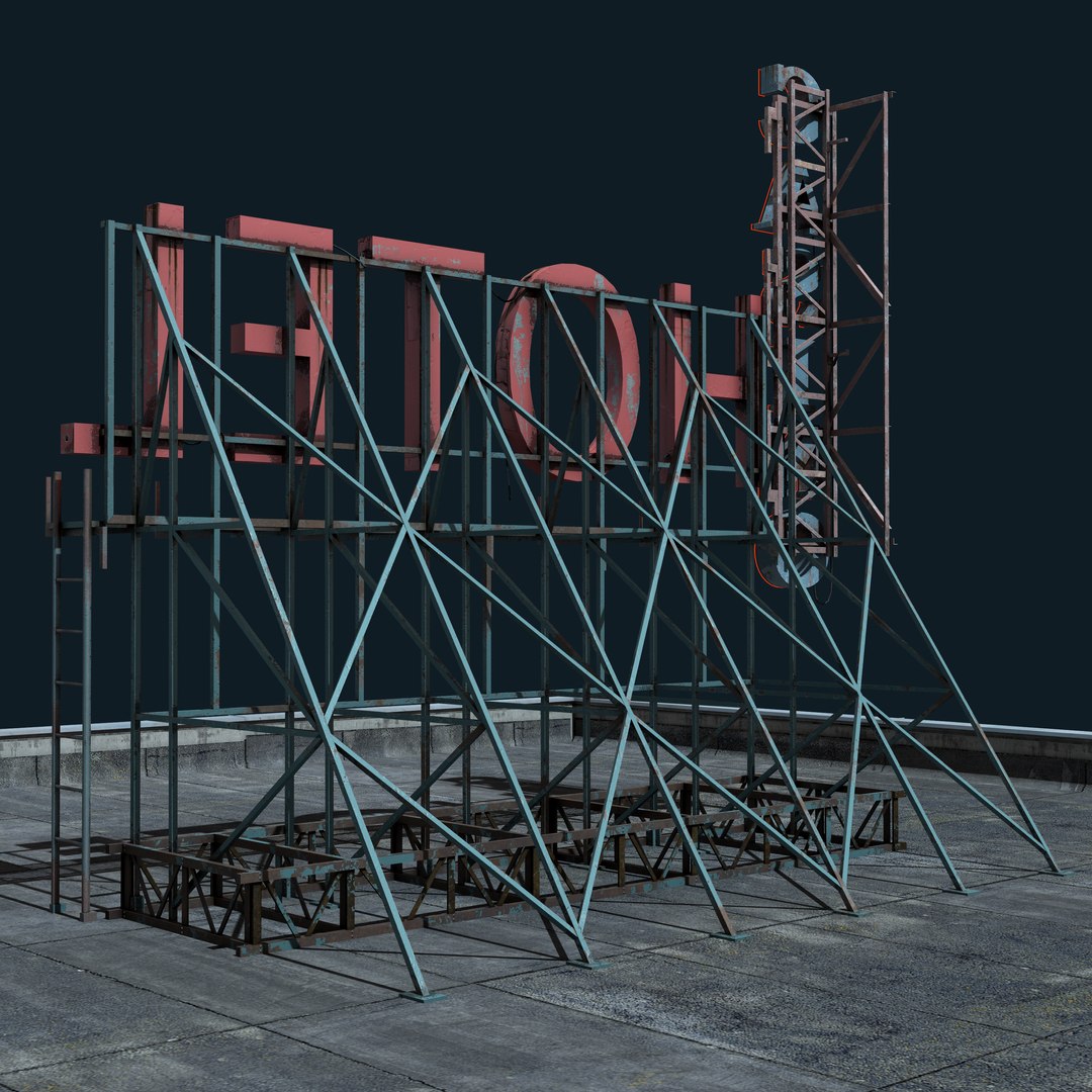3D Model Rooftop Neon Signs - TurboSquid 1523212