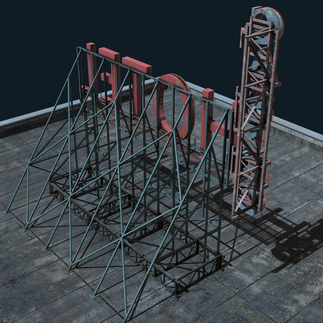 3D Model Rooftop Neon Signs - TurboSquid 1523212