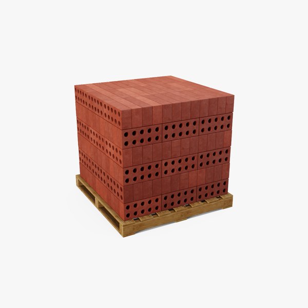 modelo 3d Palet de Madera con Ladrillos Rojos 2 - TurboSquid 2080748
