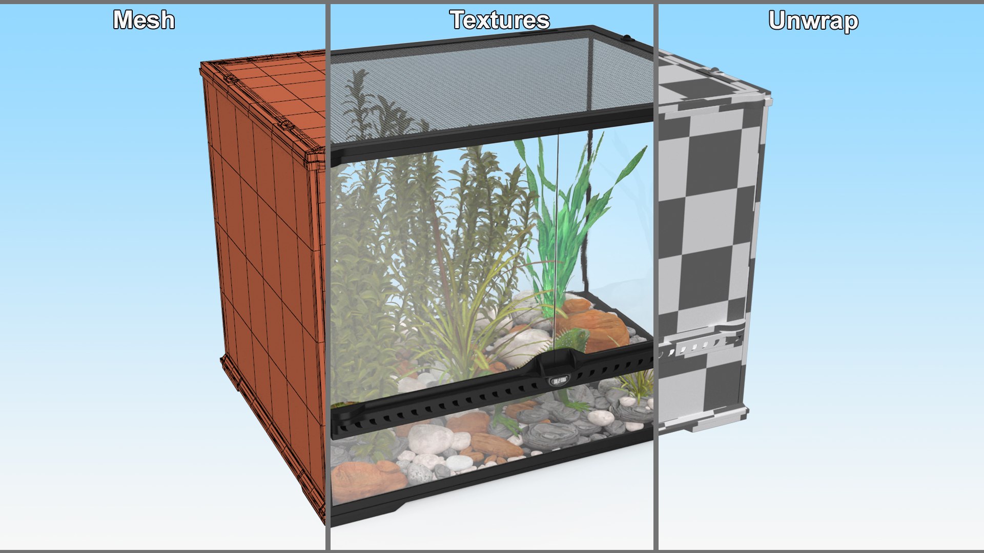 3D Medium Size Terrarium With Green Iguana Model - TurboSquid 2146052
