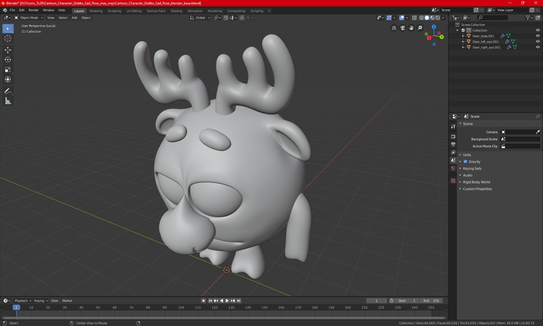 Cartoon Character Dokko Sad Pose Model - TurboSquid 2121365