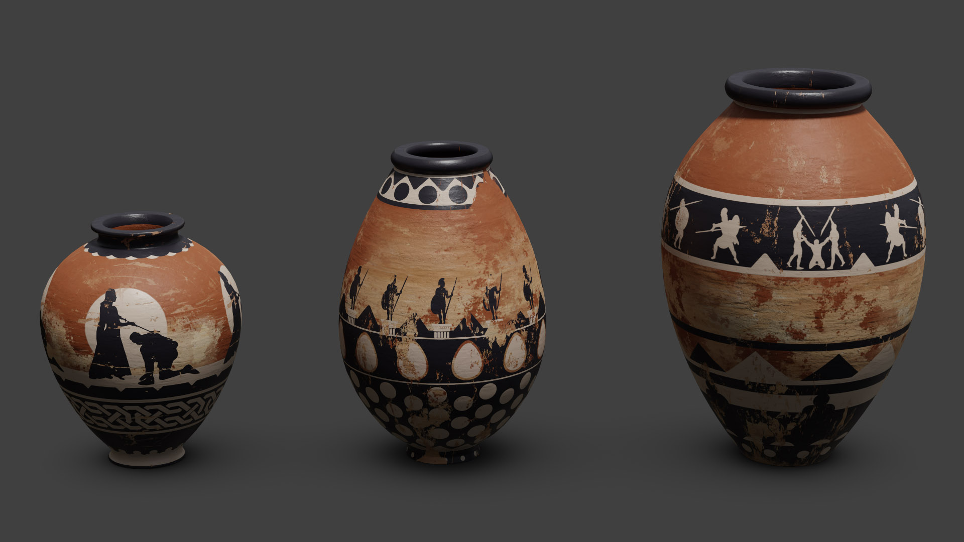 3D Clay Pottery Old Painted - Clay Pot Bundle Model - TurboSquid 1972954